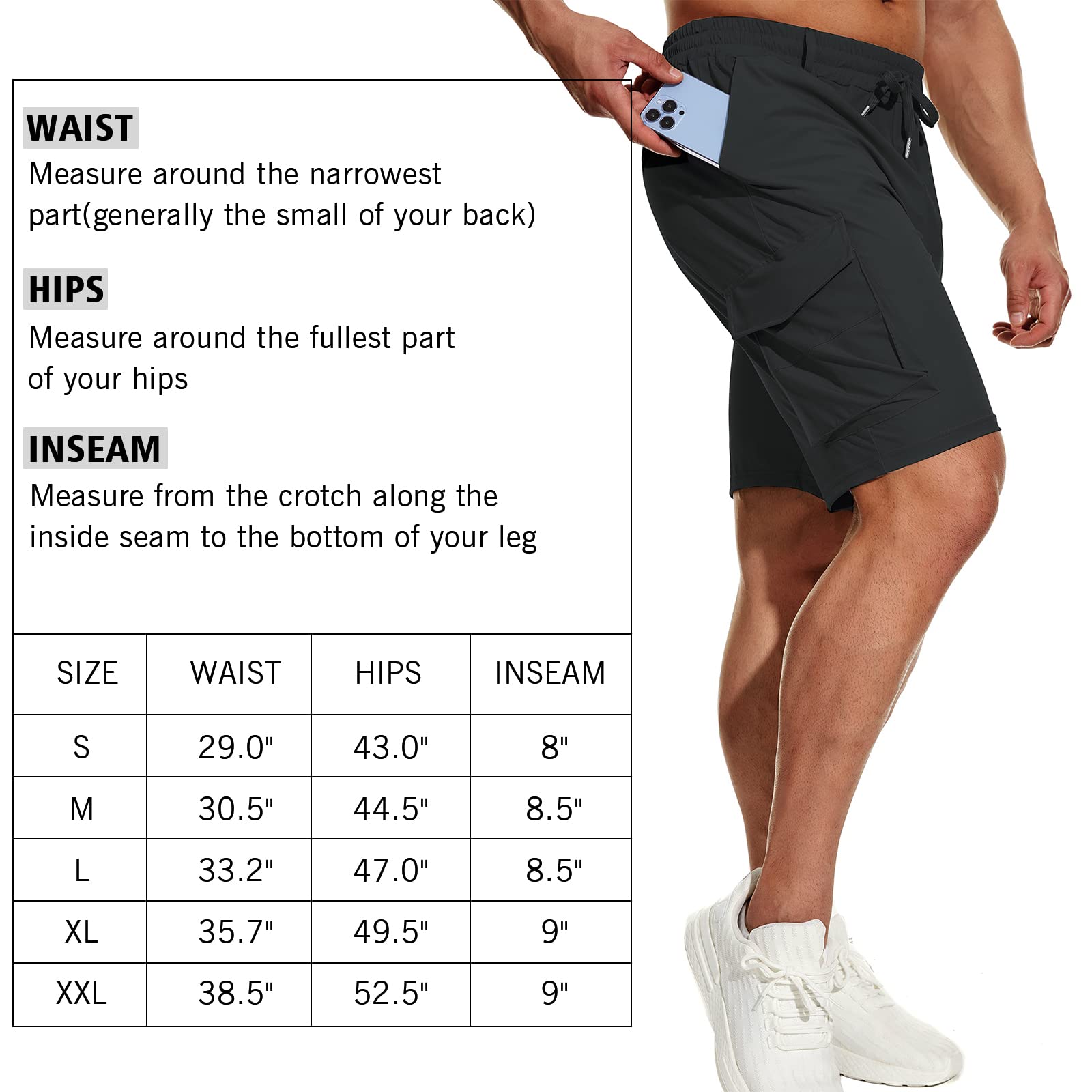 NeedBo Mens Hiking Cargo Shorts Quick Dry Outdoor Stretchy Tactical Shorts with Multi Pockets for Camping Fishing Stone Blue L