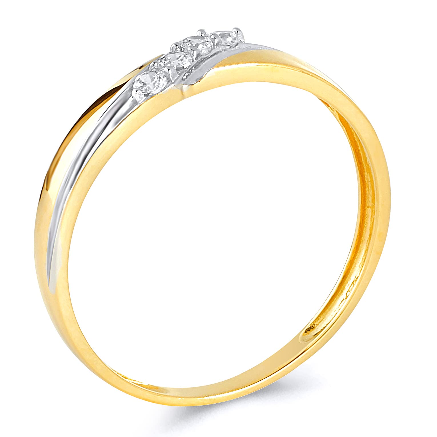 Ladies 14k Yellow Gold Engagement Ring and Wedding Band Bridal Set - Size 9