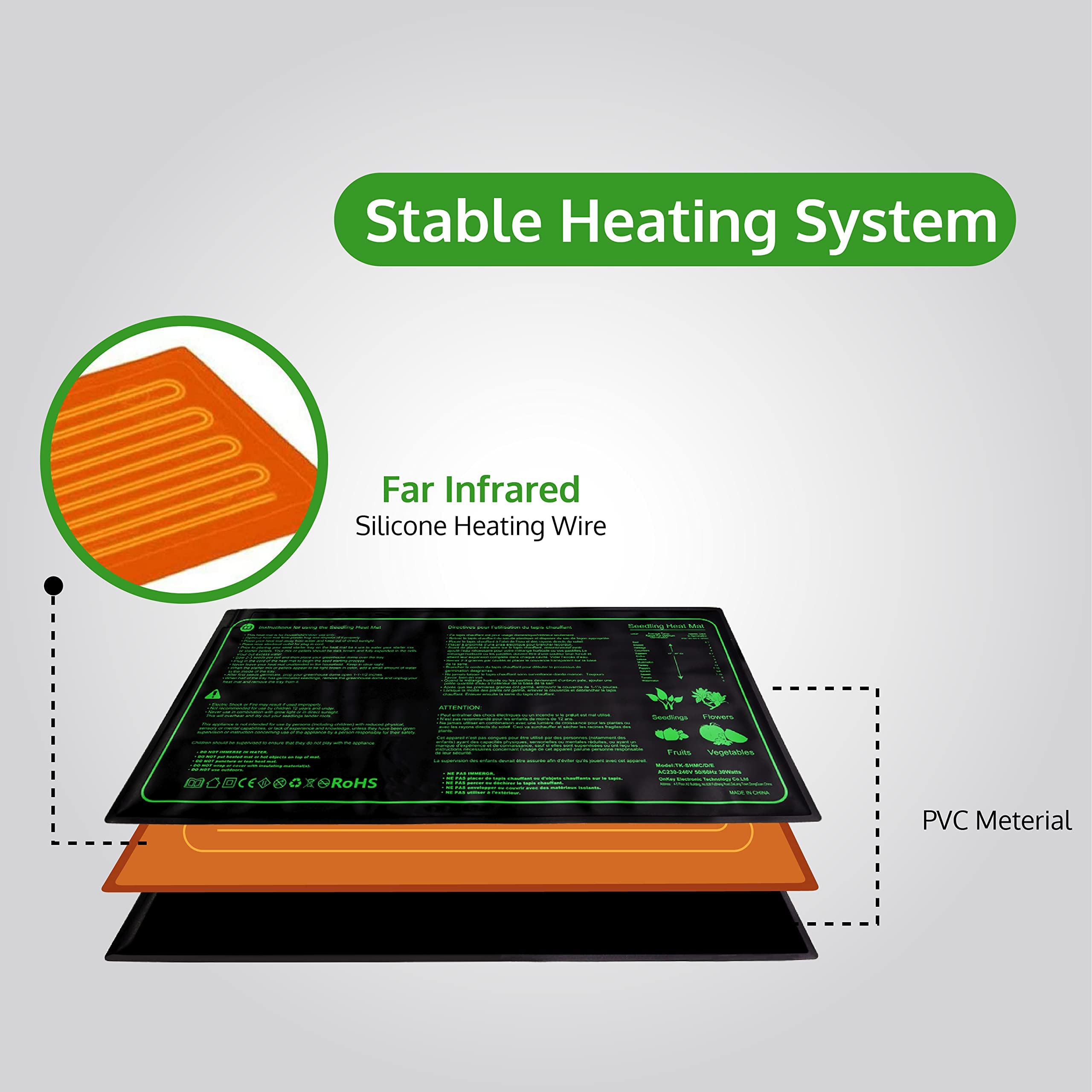 LAWNFUL Illuminated Seed Starter Kit: 60 Peat Pellets + 10''x20'' Plant Heating Mat + 3 Pack Germination Trays with Grow Light & Humidity Dome + 80 Plant Labels + Gardening Tools
