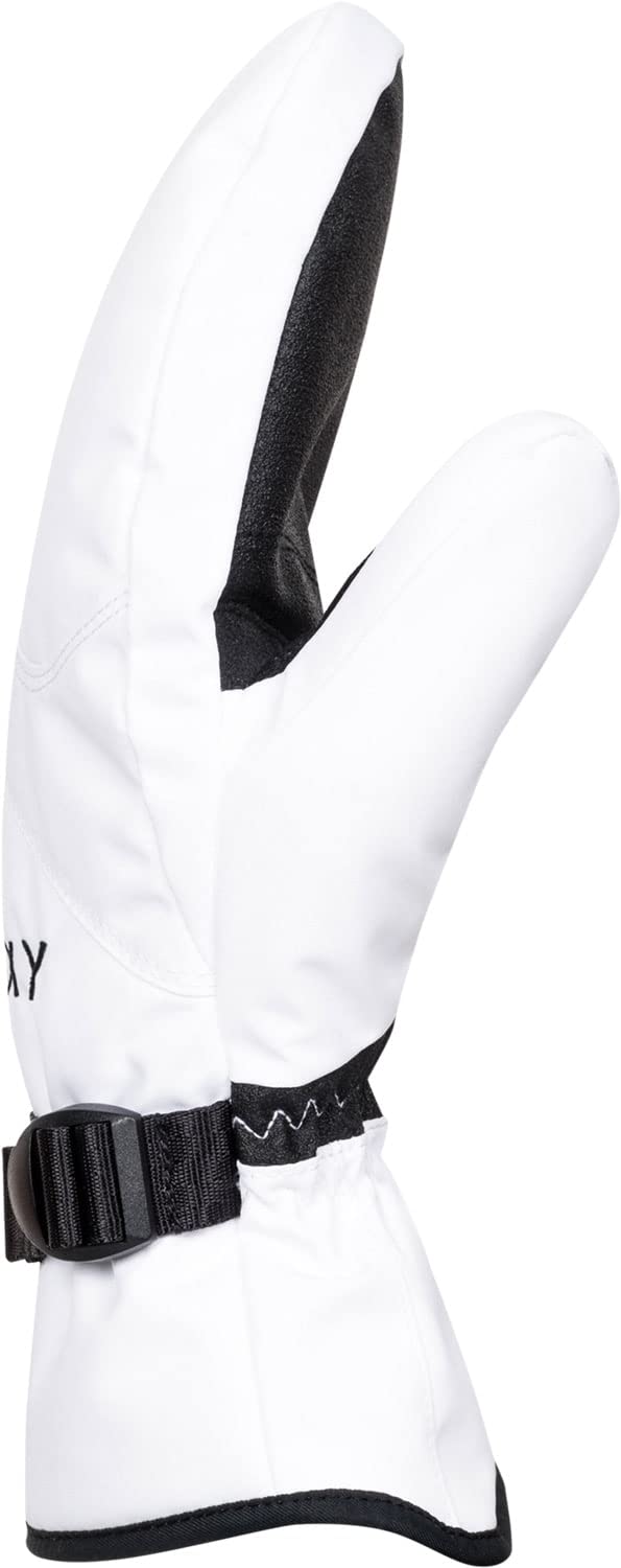 Roxy Women's Jetty Solid Insulated Mittens - Warm Winter Sports Mittens with ROXY DryFlight Technology, Bright White, Large
