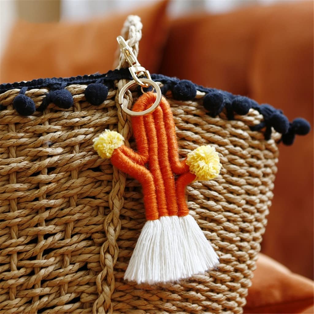 SEASD 13 Pack Women Girls Boho Weaving Cactus Tassel Keychain Bag Keyring Holder Wallet Purse Pendant Decoration