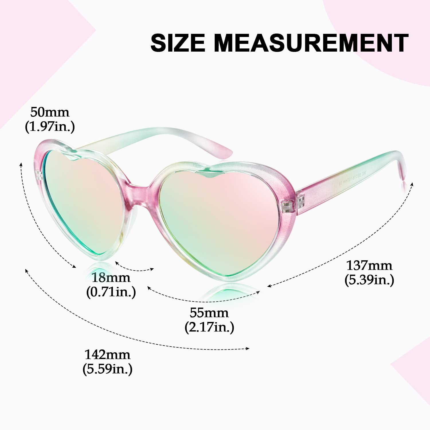 LVIOE Heart Sunglasses for Women, Polarized Heart Shaped Sunglasses with UV Protection Heart Style Retro Glasses for Shopping