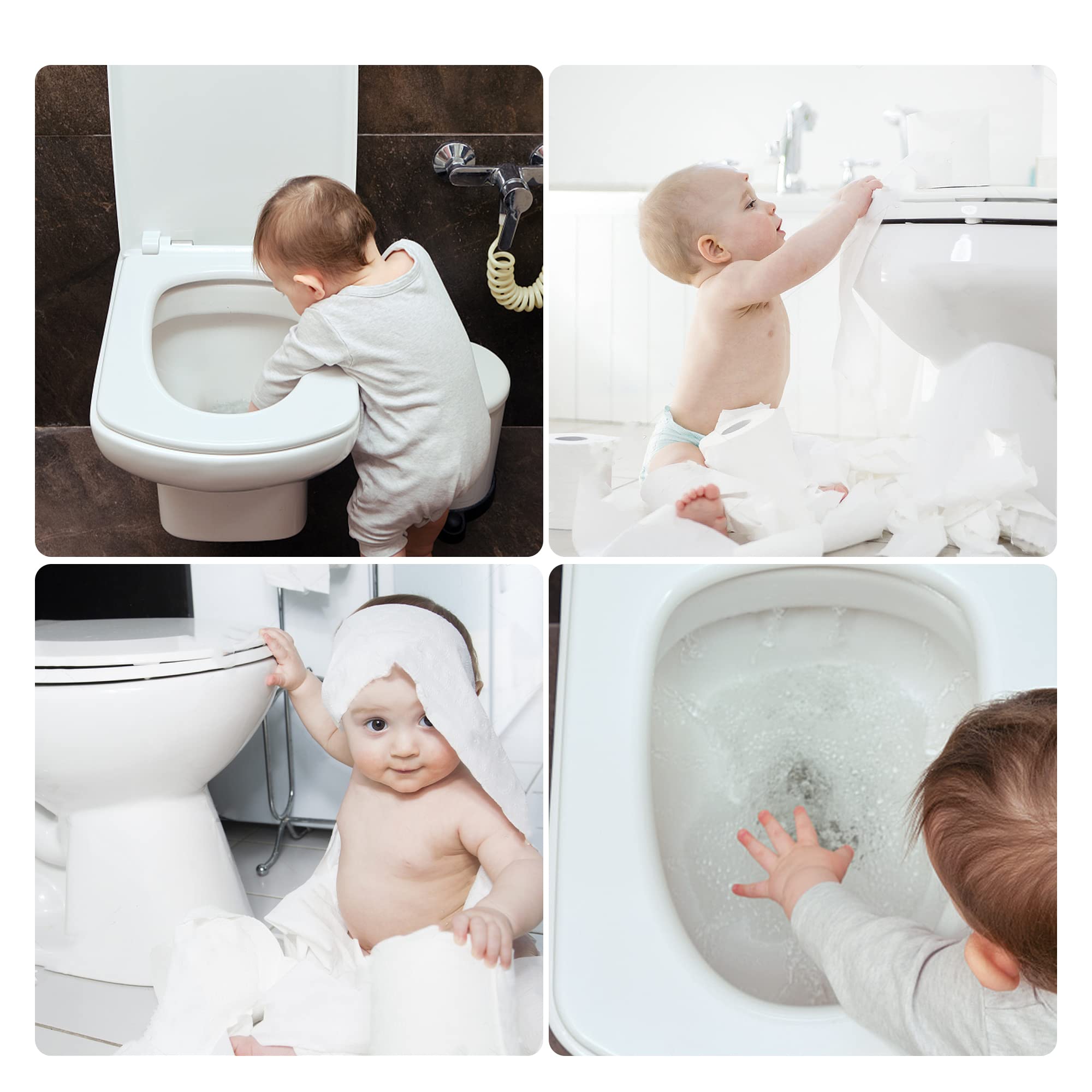 Toilet locks baby proof (2 Pack)- Ideal Baby Proof Toilet Seat Lock with Adhesive Easy installation, No Tools Needed Fits most Toilet Seats - White and Black