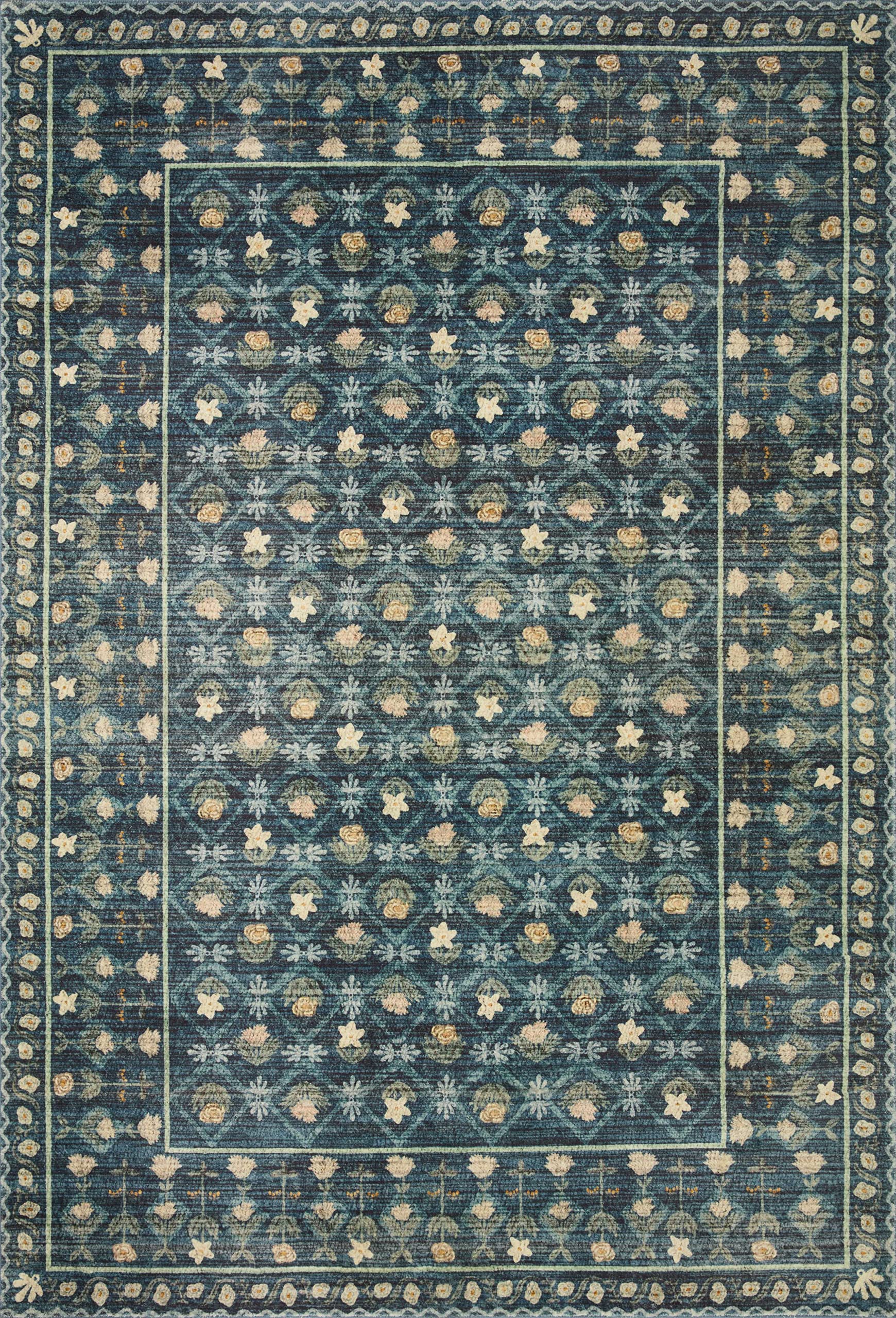 Loloi Rifle Paper Co. x Eden Lattice Indigo 7'-6" x 9'-6" Area Rug