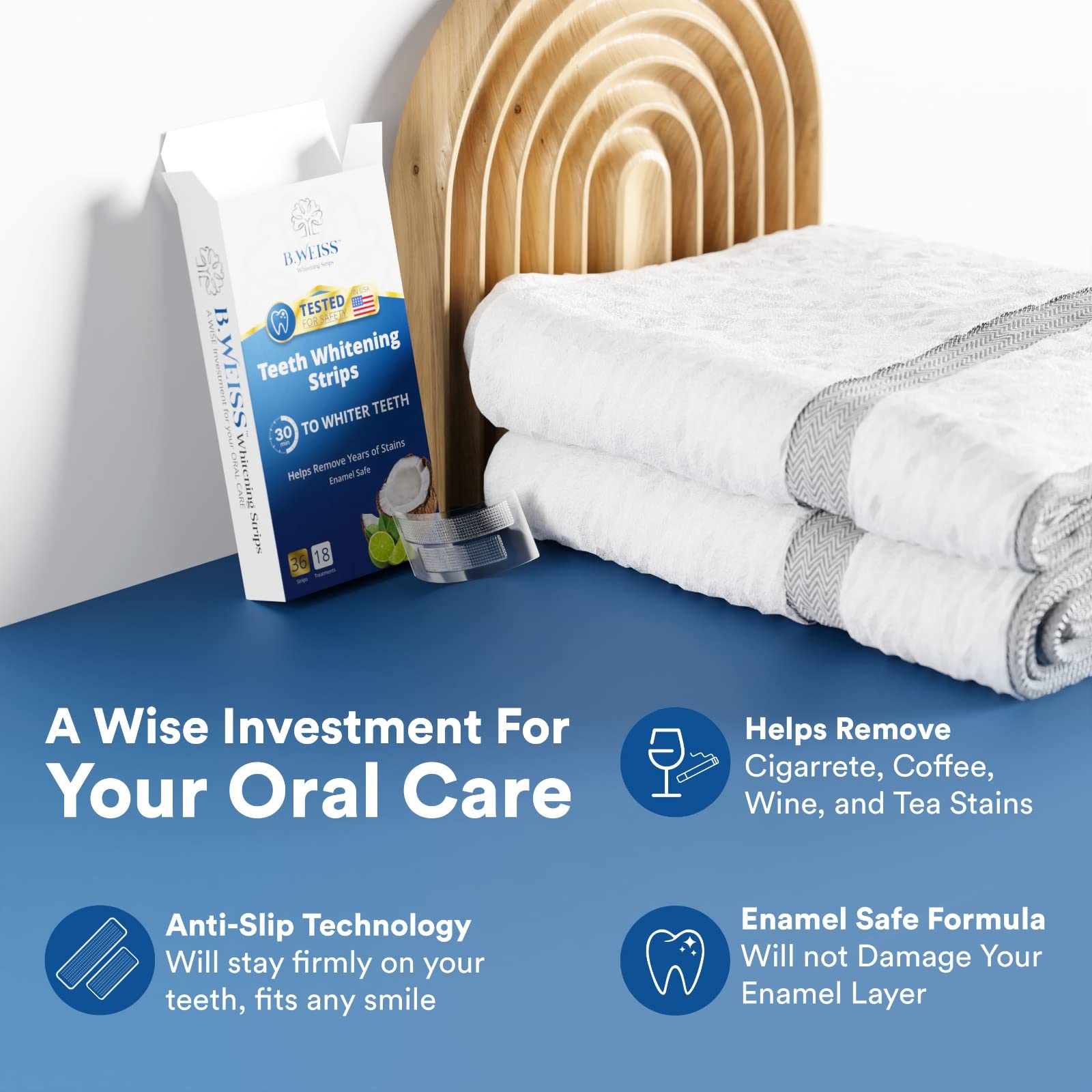 Teeth Whitening Strips 36 Individual Strips,18 Treatments, Fast Results Enamel Safe for Whiter Teeth - Enamel Safe for Whiter Teeth, Reduced Sensitivity New Formula (Coconut Flavor)