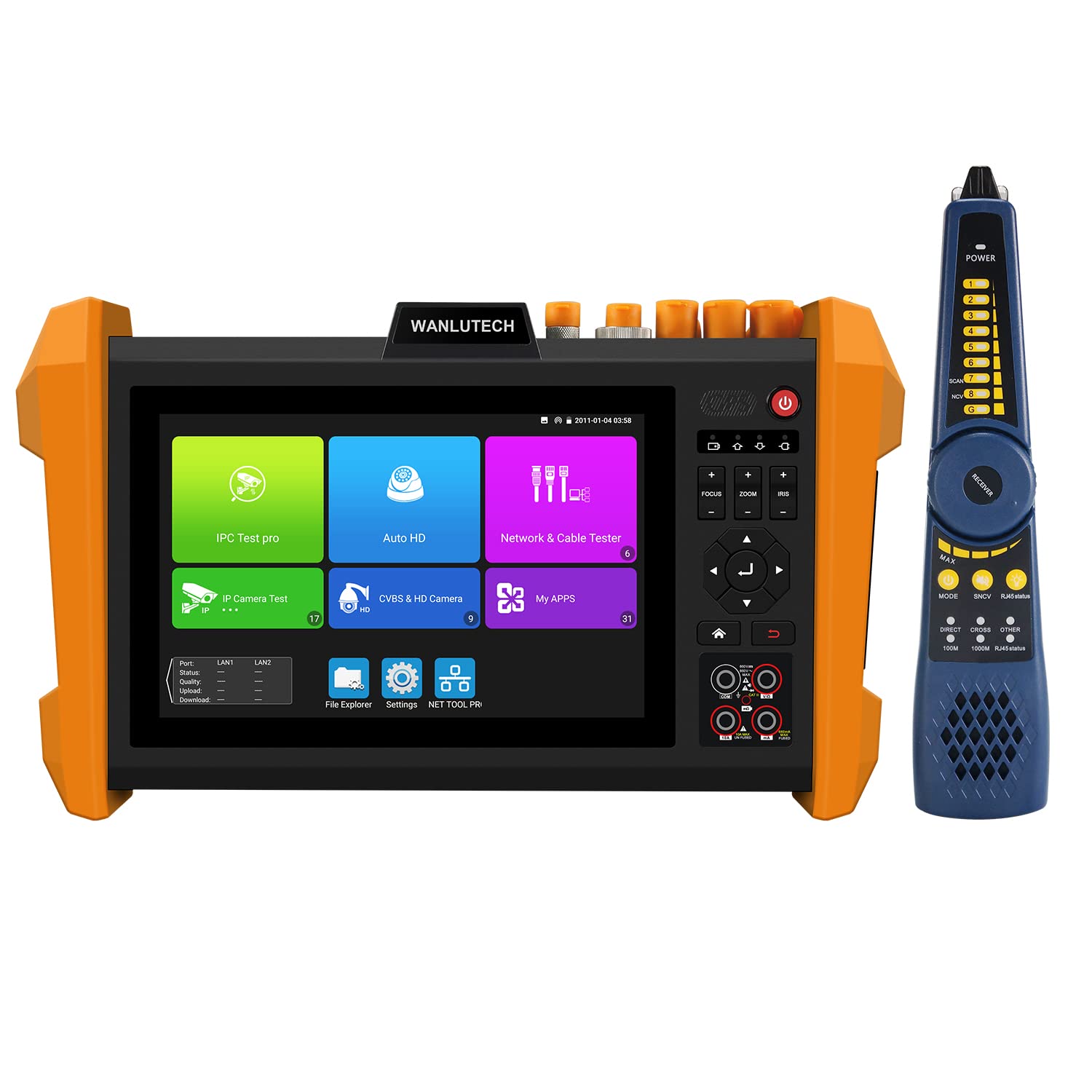 WANLUTECH CCTV Tester, Upgraded 8K IPC Tester SFP Optical Module Port Support 8MP AHD/CVI/TVI/SDI/CVBS Test Feature OPM/VFL/DMM/HDMI in/VGA in/TDR Breakpoint Test (K15-CLMOVTADHSEFG)