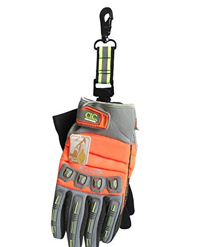 MELOTOUGH Firefighter Glove Strap Glove Holder Clip with 2 Alligator Clip Easy Hold All Your Glove,Reflective Hi-Vis Lime for Quick Access (Alligator Clip 2 head-Lime)