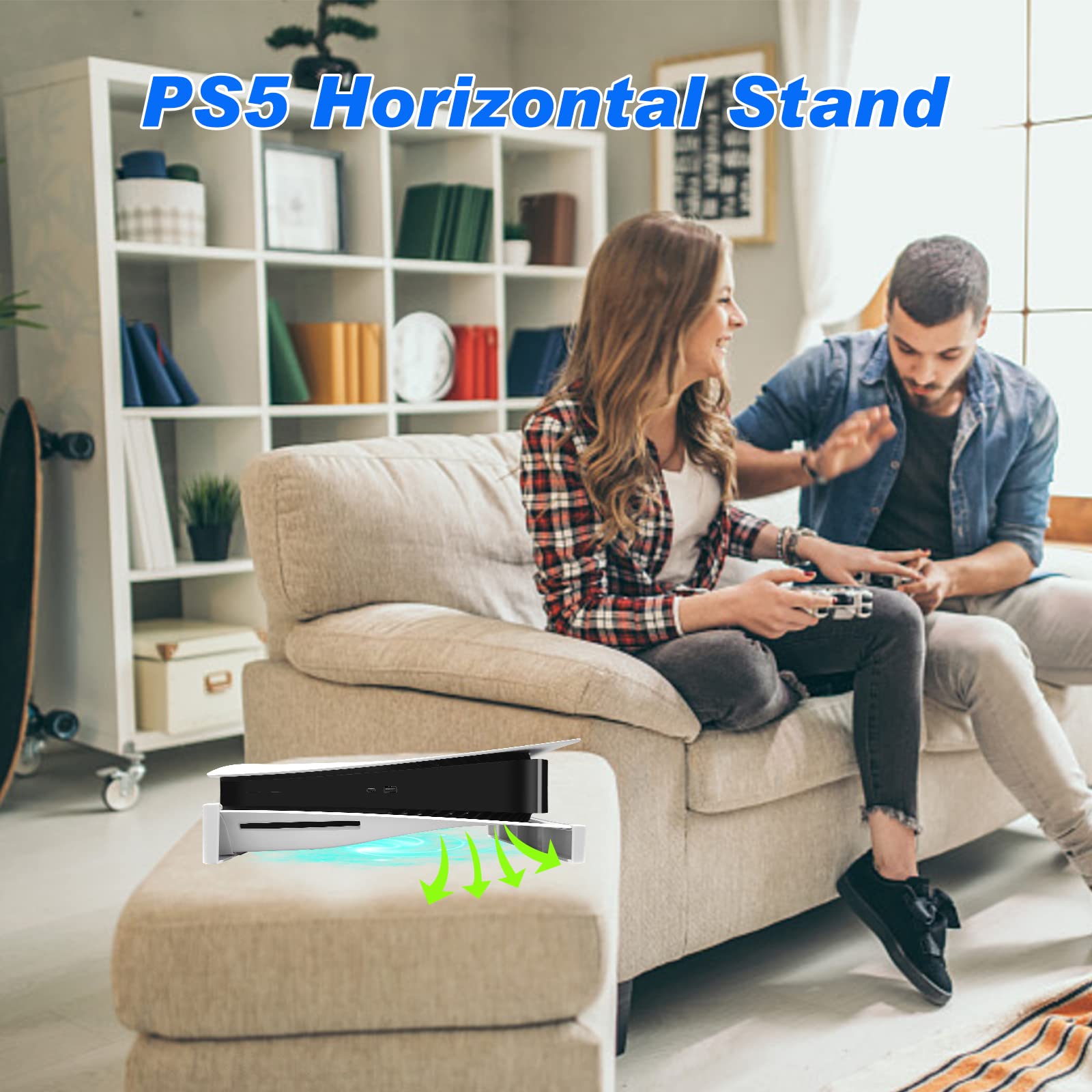 PS5 Horizontal Stand, Base Stand Designed for Playstation 5 Disc & Digital Editions Console, PS5 Accessories Stand Horizontal with Anti-Slip Pad Space Saving and Easy to Install
