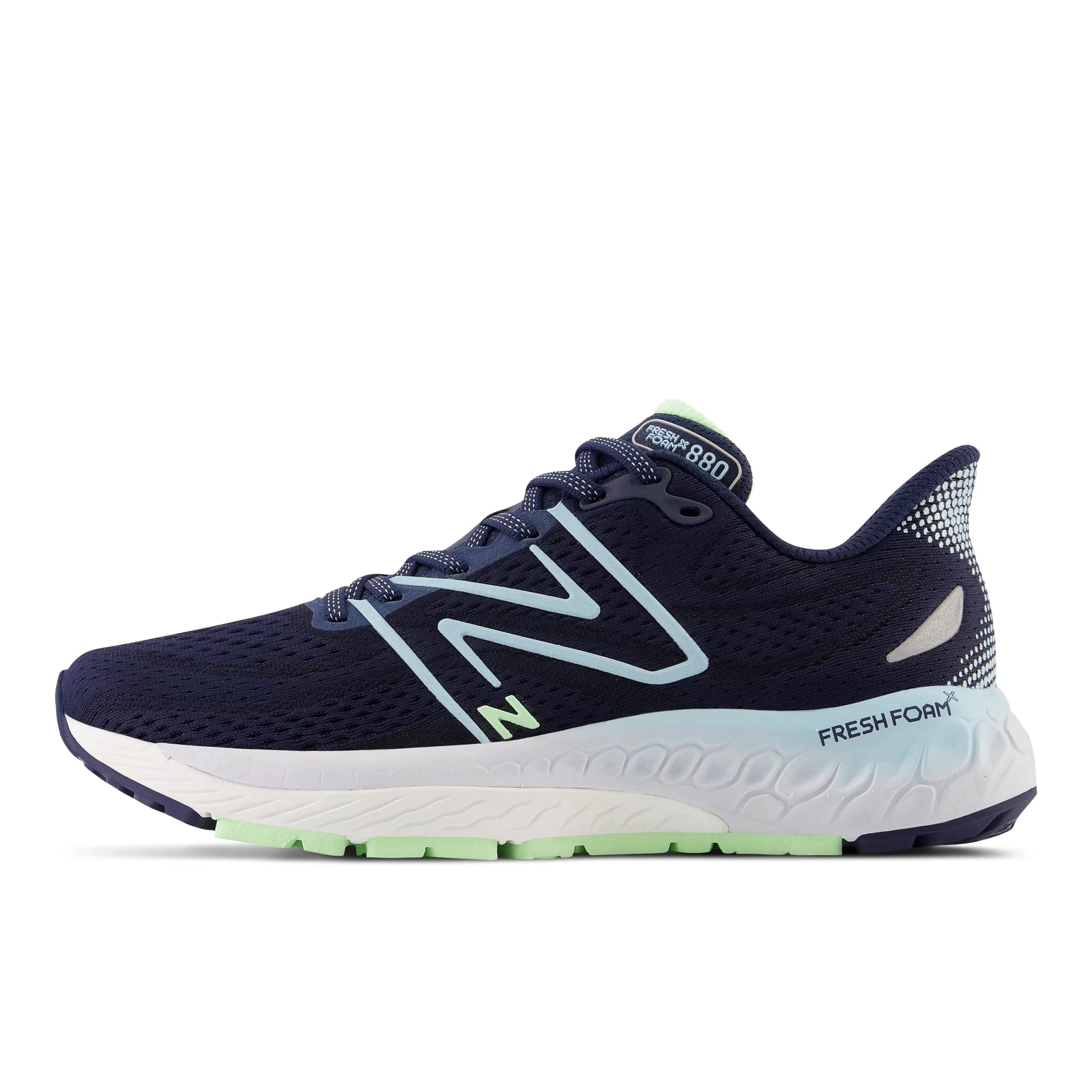 New Balance Women's W880N13 Running Shoe, Nb Navy/Bleach Blue/Green Aura, 7.5 Wide