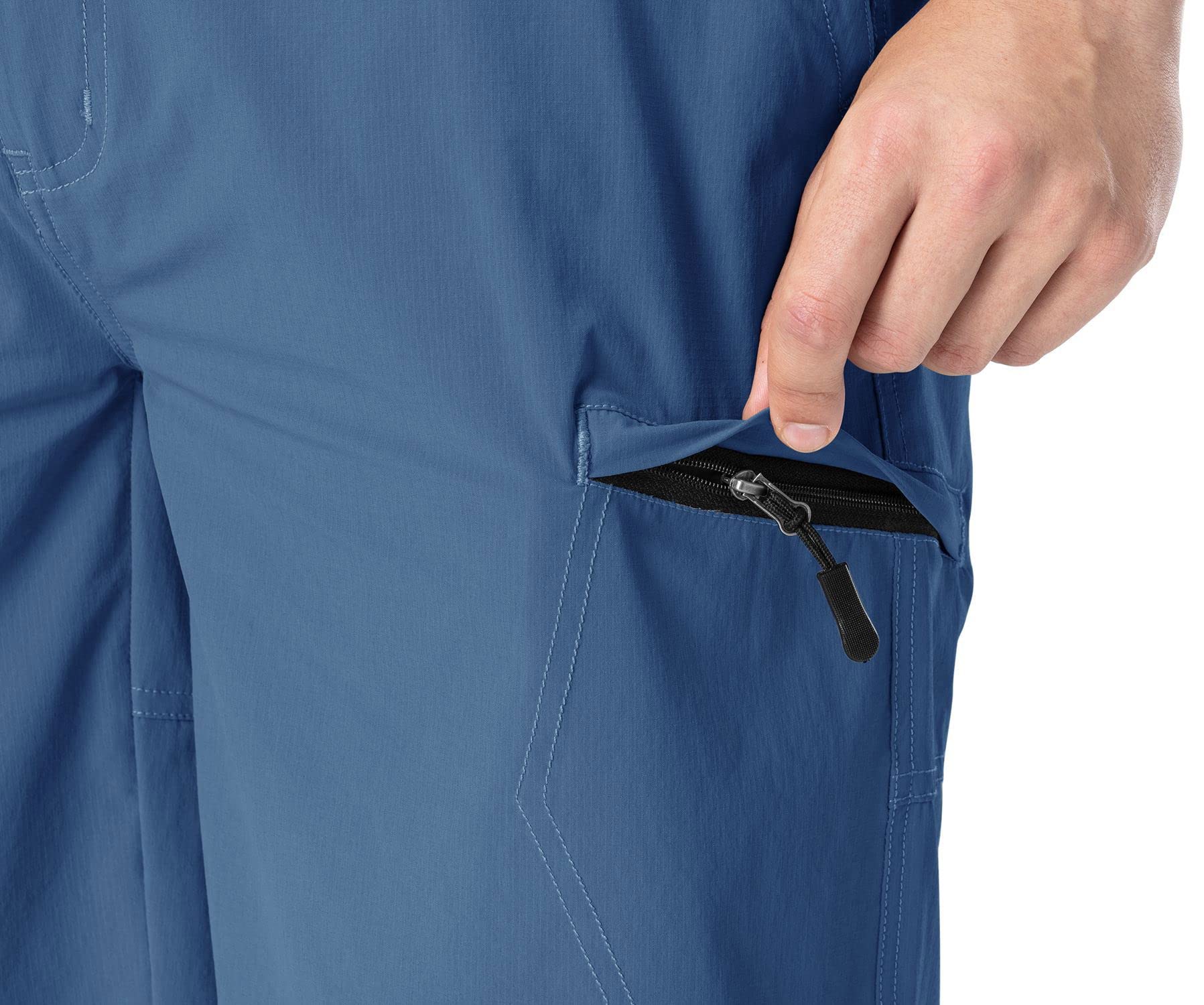 Rdruko Men's Hiking Cargo Shorts 9" Quick Dry Lightweight Travel Work Casual Shorts with Zipper Pockets Pockets(Denim Blue, US 34)