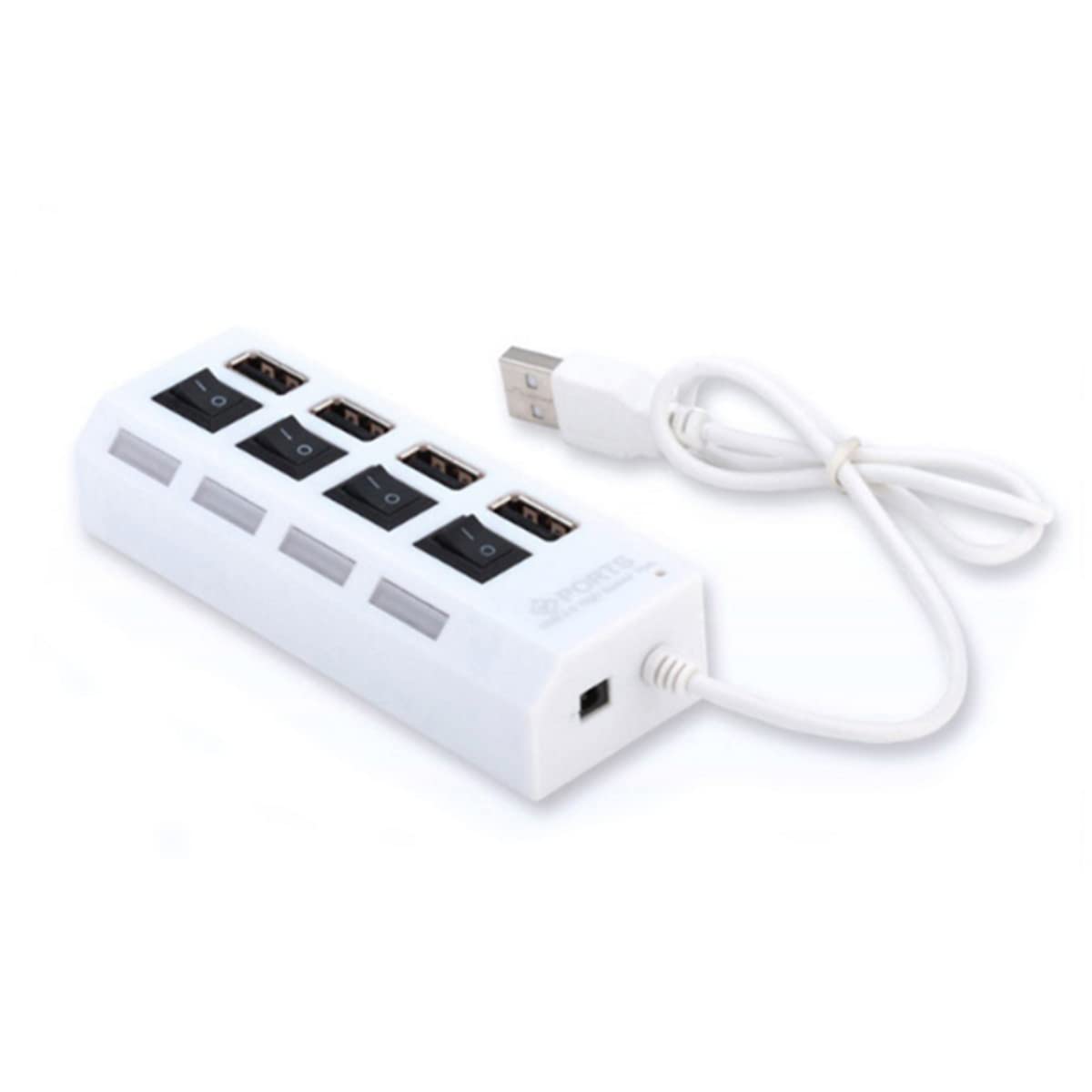TXY 4 Port High Speed HUB USB 2.0 Hub Power On/Off Switch LED for PC Laptop USB Hub Splitter USB Adapter (White)
