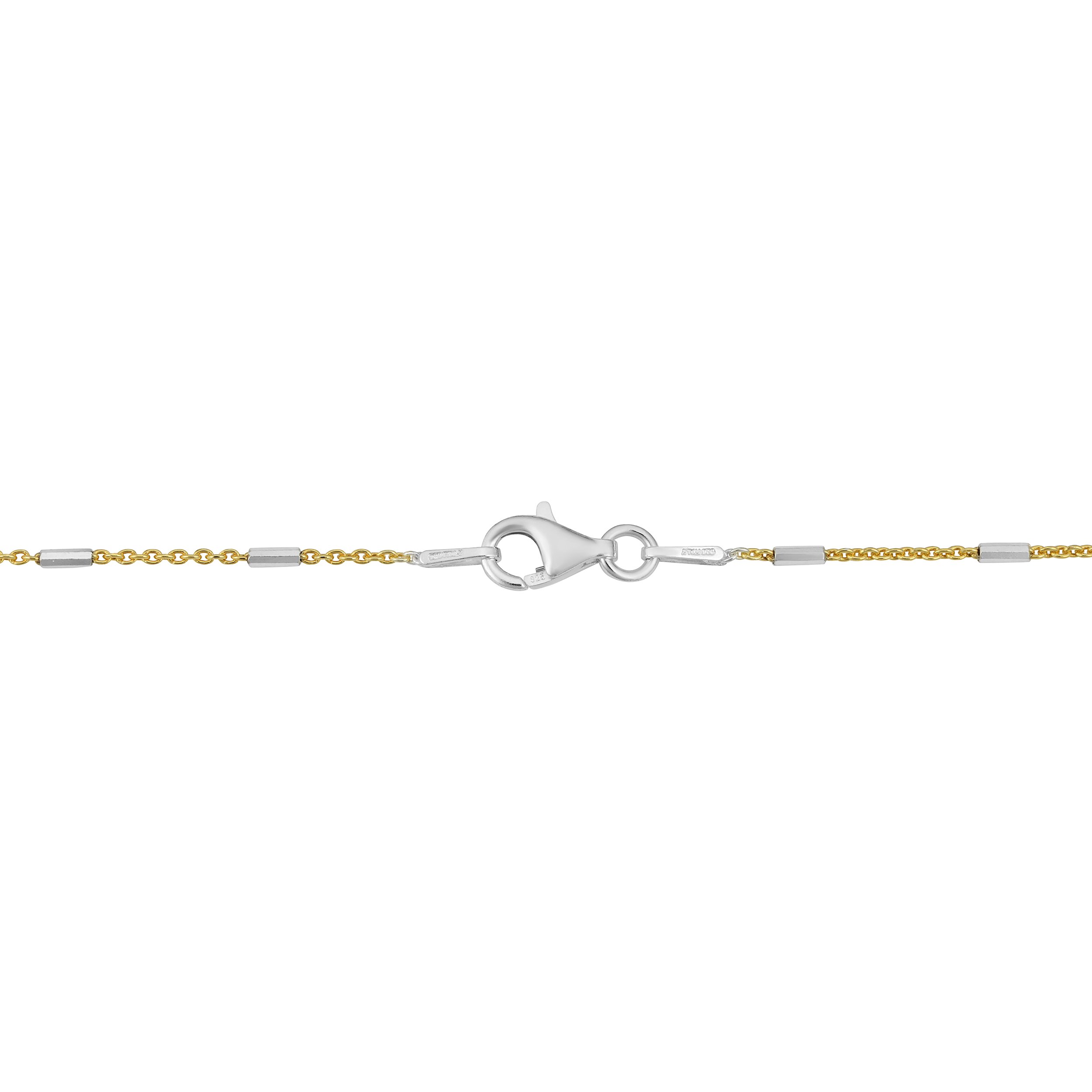 Kooljewelry Sterling Silver Bar Station Yellow Gold Plated Rolo Chain Necklace (1.2 mm, 16 inch)