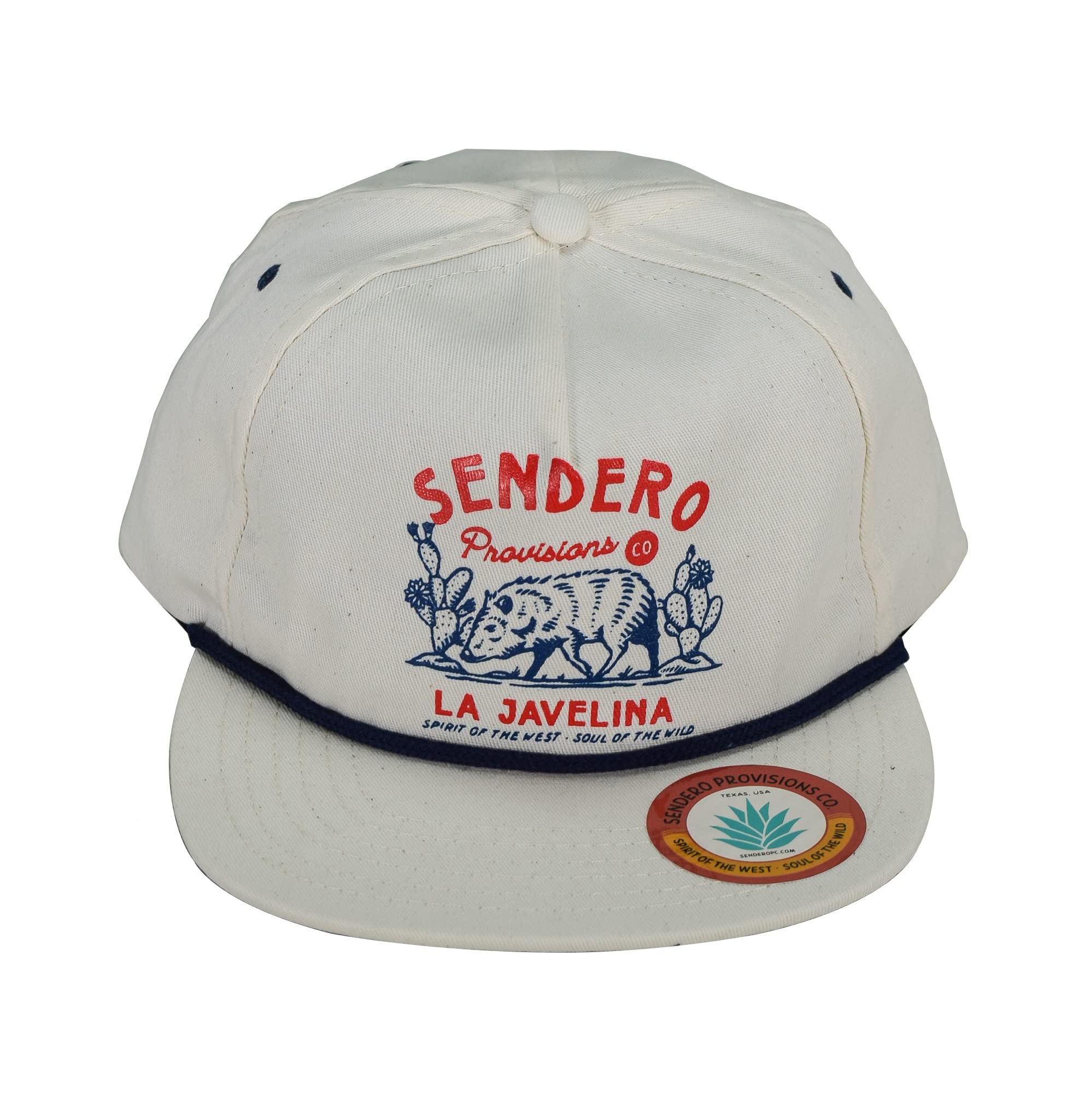 Sendero Provisions Co. Screen Printed Design La Javelina Snapback Hat Off White One Size