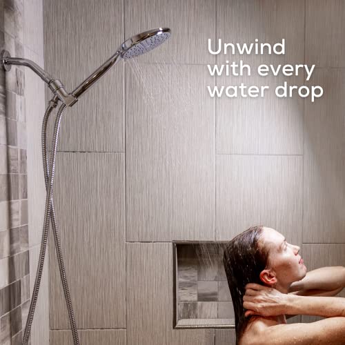 SparkPod Handheld Shower Head Holder - Premium ABS Plastic - 360 Degree Rotatable Solid Brass Ball - Compatible with 7/8" (2.25cm) Diameter Hose - Bonus Plumber's Tape (Luxury Polished Chrome)