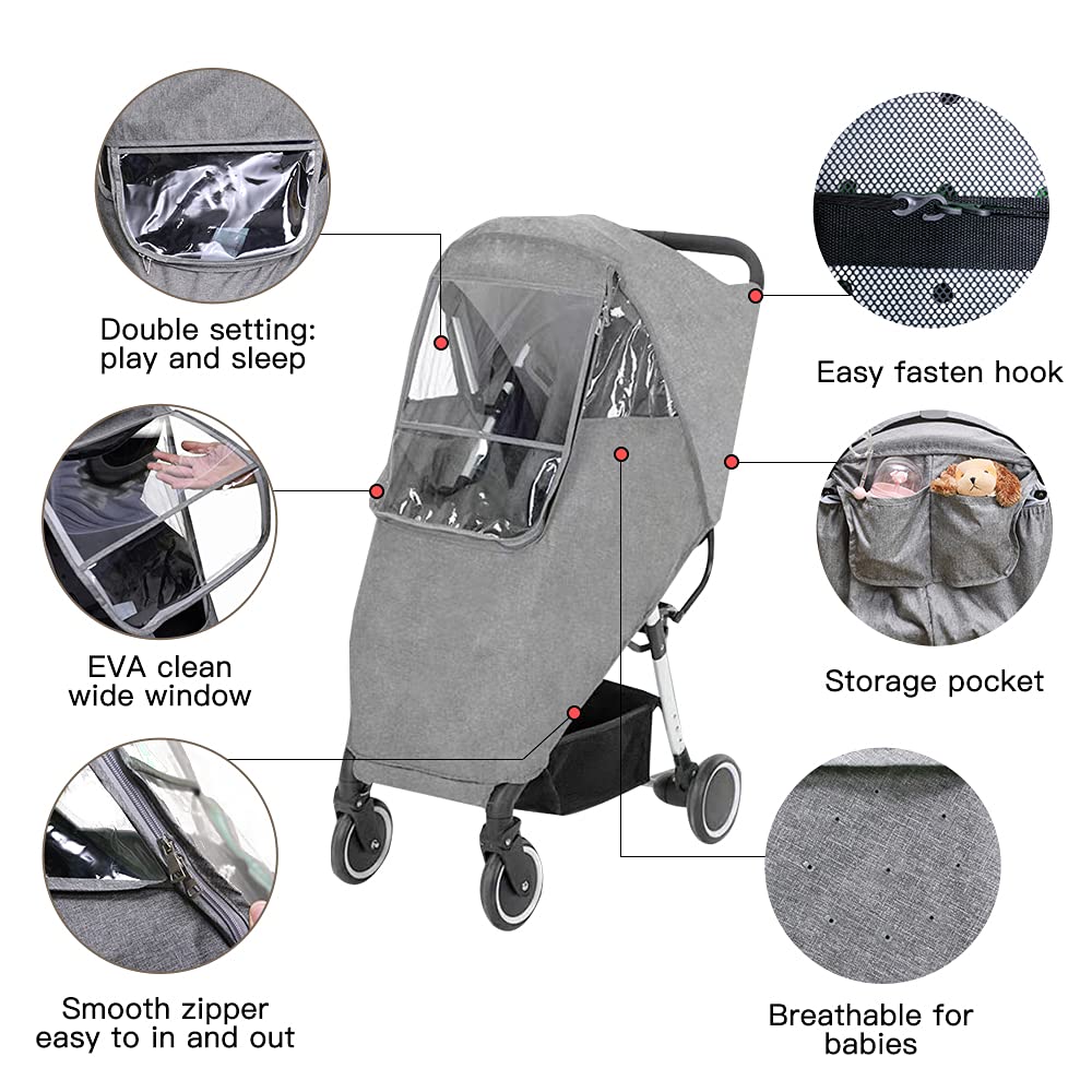 Lion Paw Stroller Rain Cover Travel Weather Shield Universal with Air Holes EVA Window, for Pushchairs Accessories Strollers Raincoat