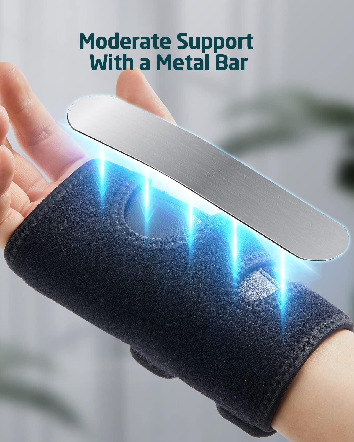 Tintol Wrist Brace for Carpal Tunnel Relief Night Moderate Support Splint for Typing Sleeping with a Metal Bar, Hand Brace Fit Right Left Hand for Tendonitis, Sprain, Arthritis, RSI (Right hand)