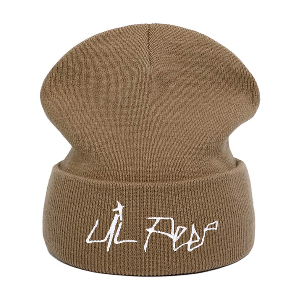 SHENGJIAHUA Embroidered Stretchy Knit Beanie Hat Men Women Skullies Warm Unisex(Brown)