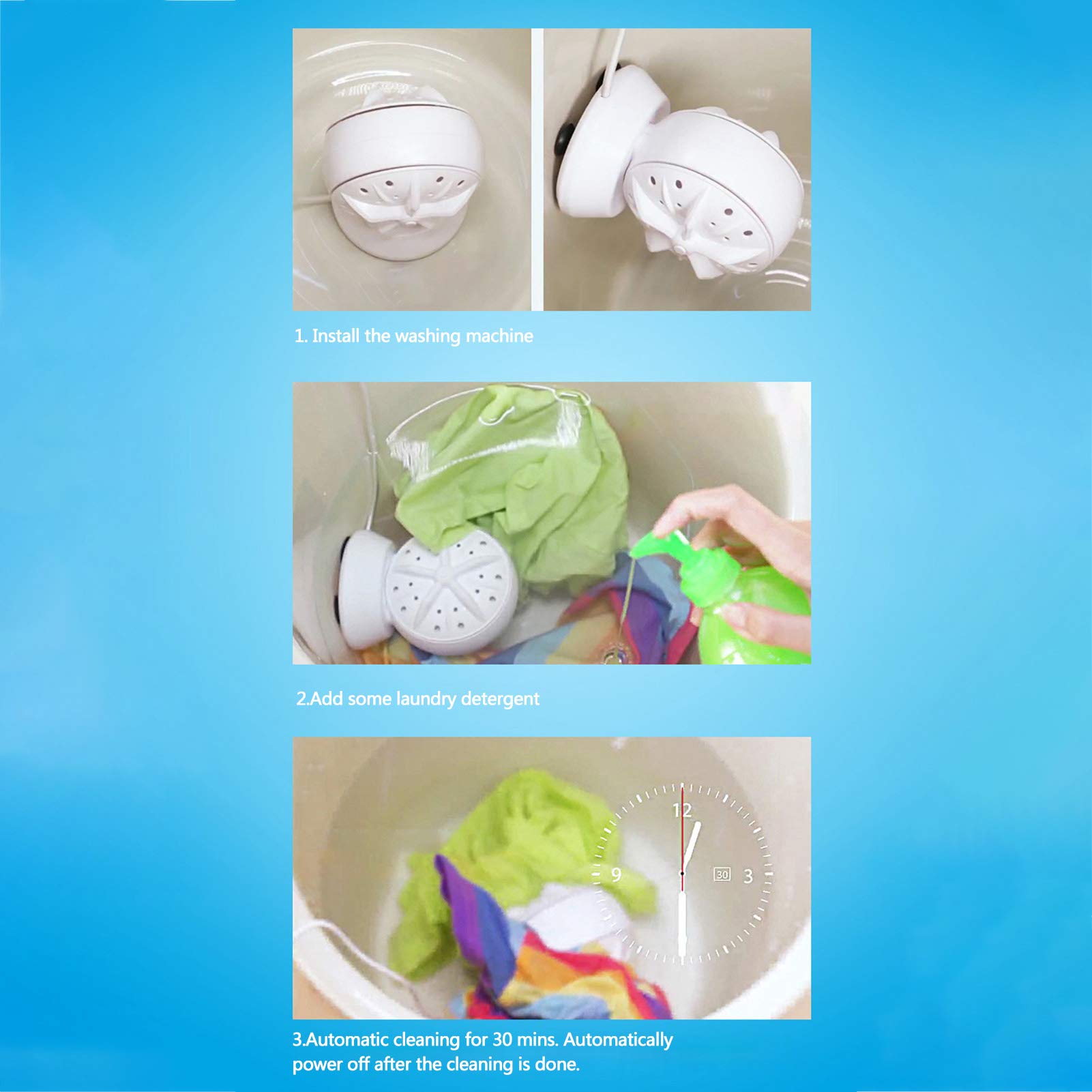 mewmewcat Portable Travel Washing Machine High-Power Mini Laundry Machine Double-Turbine Waving Washer 24W(Automatic Cycle Cleaning Version/ 4-Speed Adjustable Version)