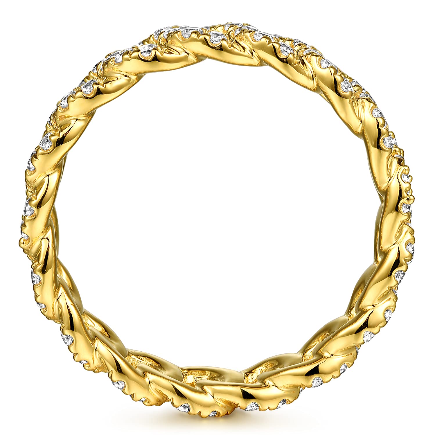 OKSOLE gold rings for women chain link ring 925 silver Stackable ring (golden, 7)