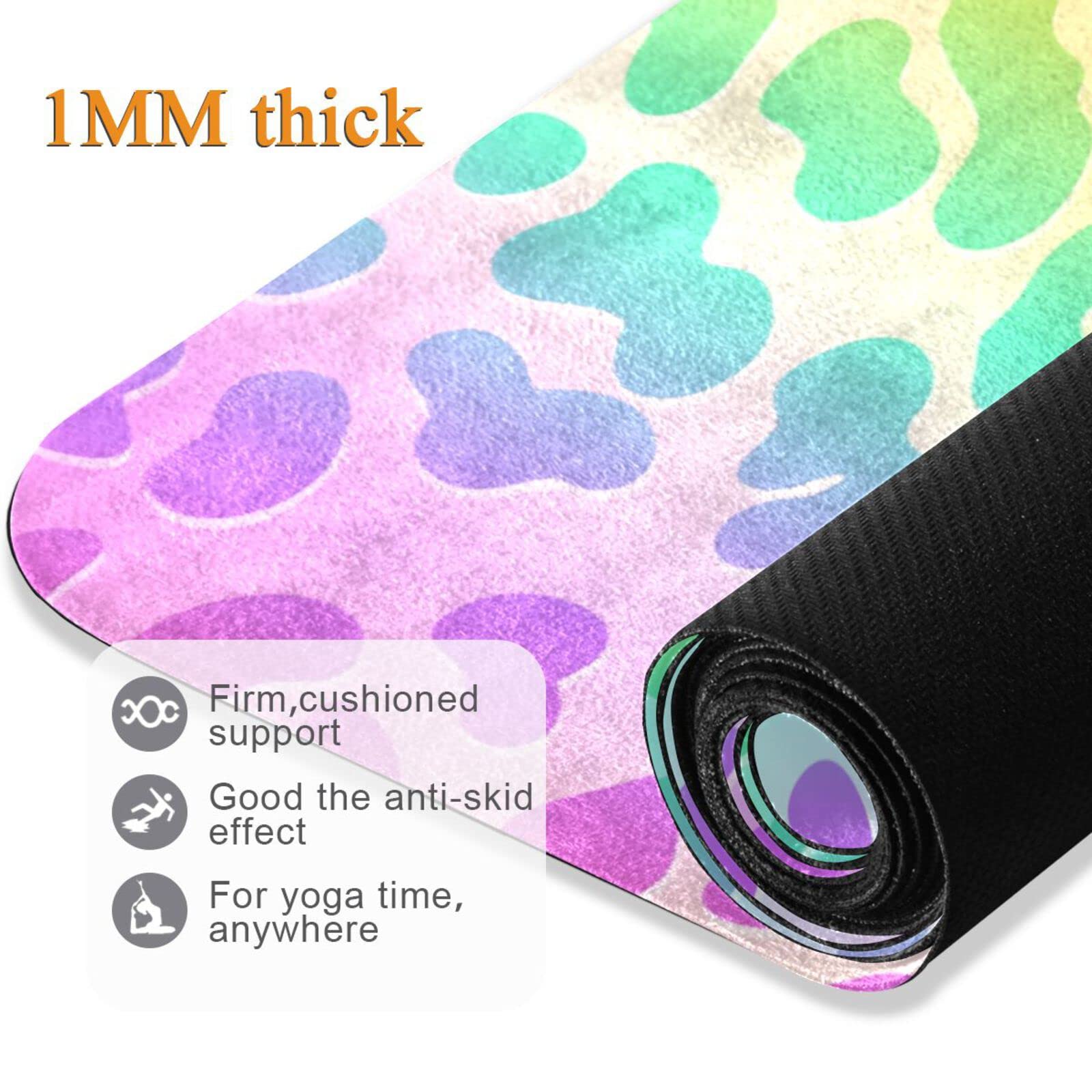 senya Rainbow Leopard Print Cheetah(c2) Yoga Mat Cover, Non Slip Exercise Mat Cover High Performance Grip, Coming with Carry Bag(228vb9a)