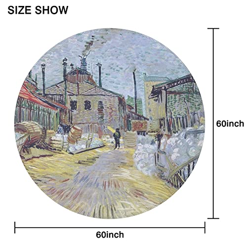 Round Waterproof Tablecloth Van-Gogh-Factory-at-Asnieres- for Kitchen Dining/Party/Wedding Use Washable Table Cover