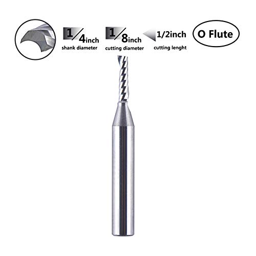 SpeTool O Flute UpCut 1/8" X 1/2" Carbide End Mill Single Flute Spiral CNC Router Bit Aluminum Acrylic Woodworking Cutte