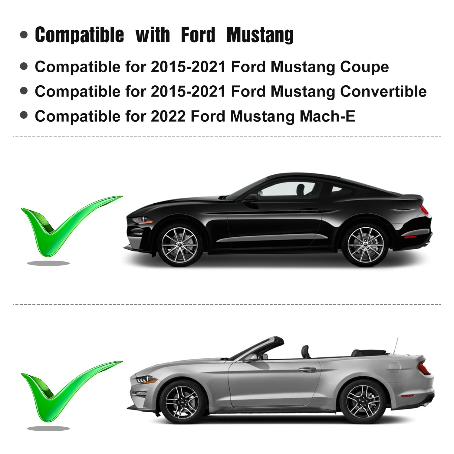 MIROZO Floor Mats Fit for 2015-2021 Ford Mustang Convertible/ Coupe,2022 Ford Mustang Mach-E,TPE Custom Car Floor Mats Front & 2nd Row Full Coverage Floor Liners