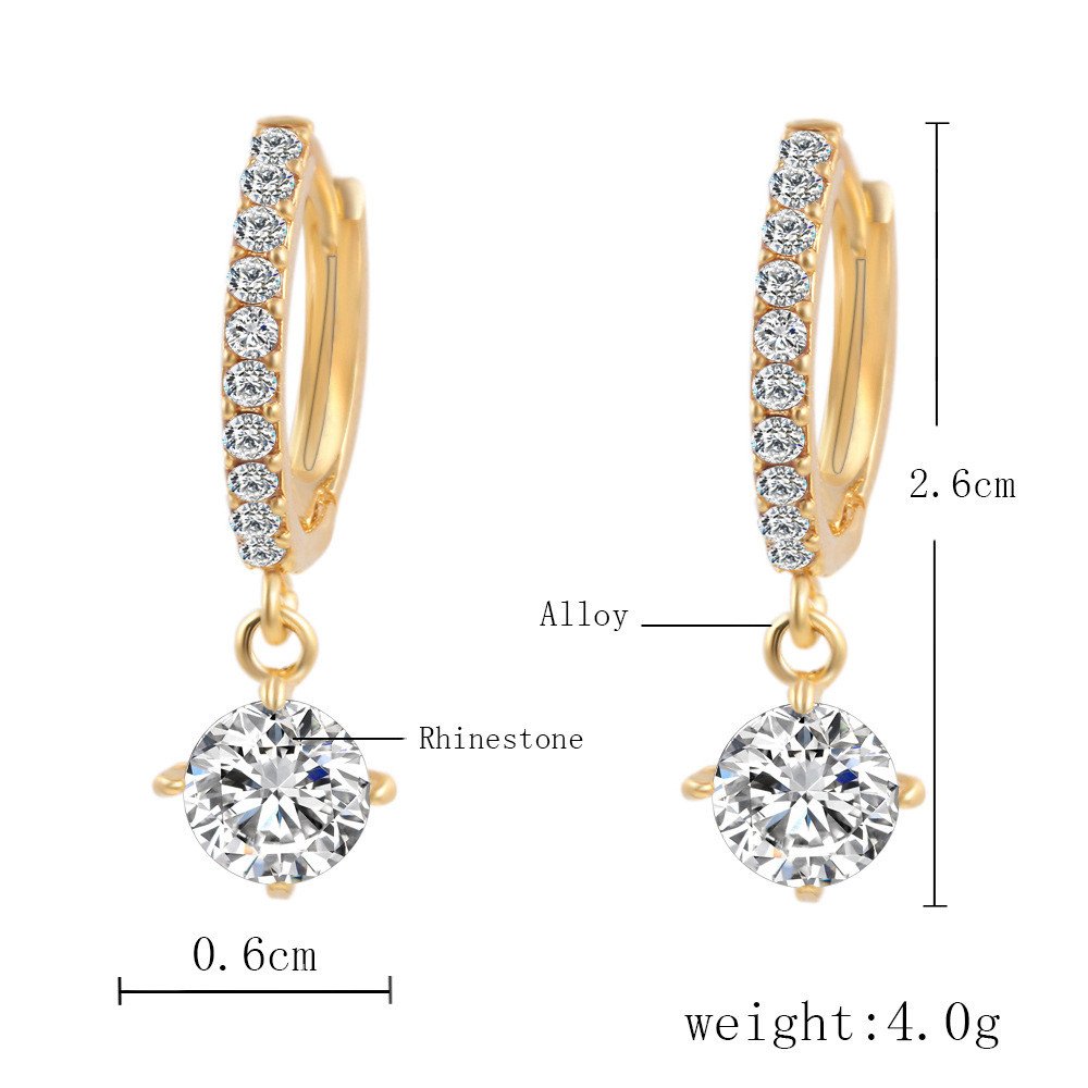 LQJstore Huggie Hoop Earrings,Crystal Rhinestone Ear Stud Earrings Cuff Earrings Huggie Dangle Stud (Gold)