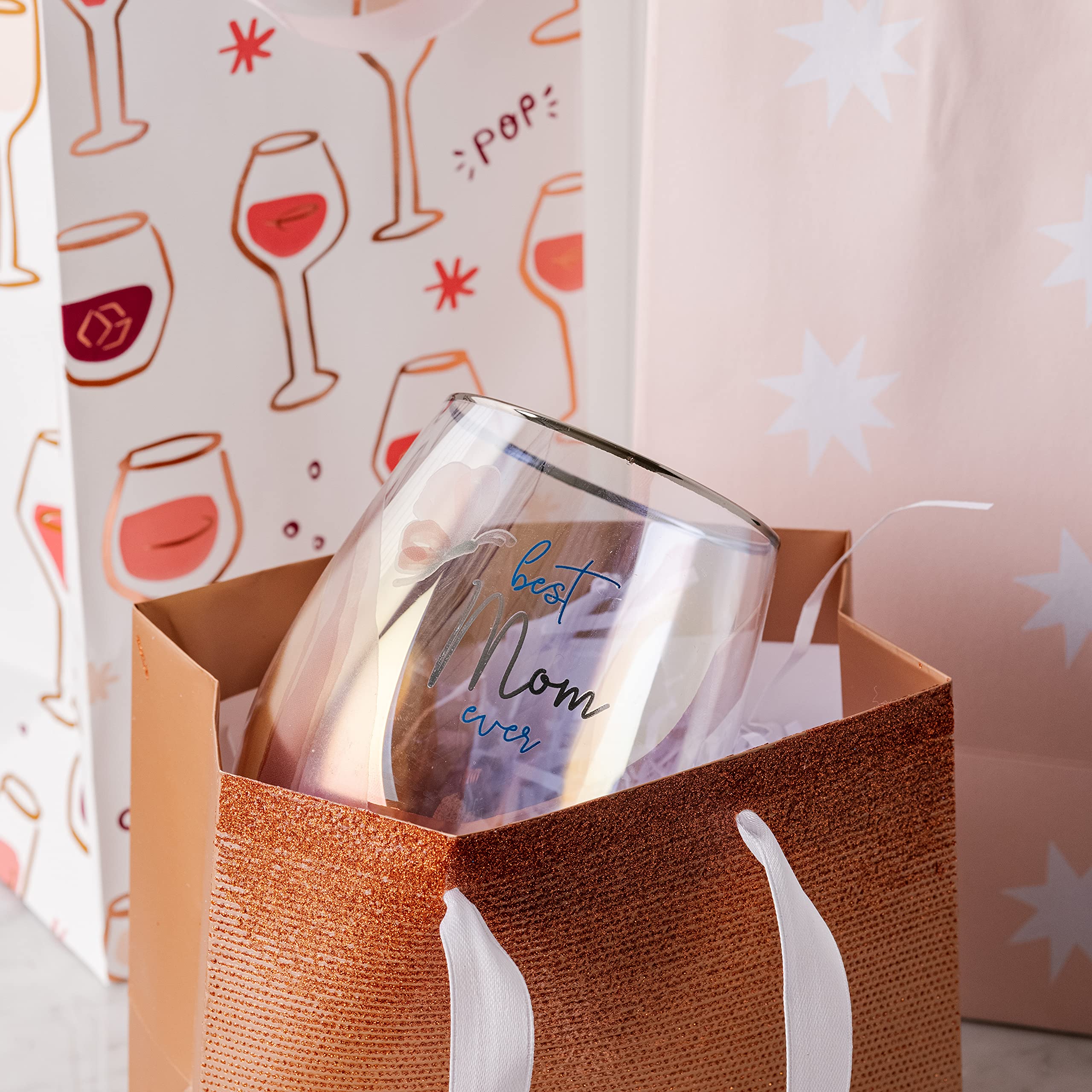 Pavilion - 18 oz Iridescent Stemless Wine Glass - Best Mom Ever