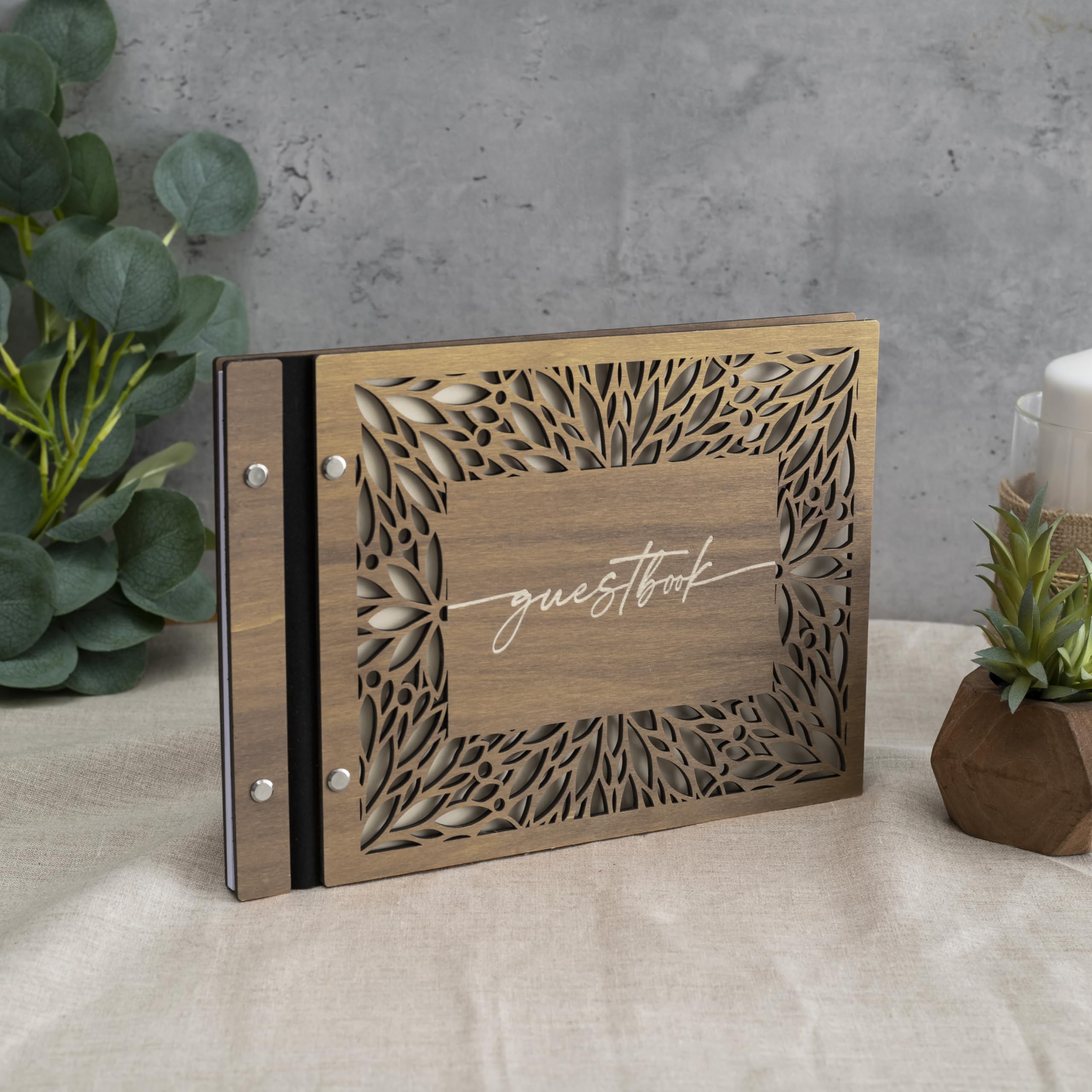 Wooden Wedding Guest Book | Beautiful Wedding Guestbook, Baby Shower, Wedding Favors for Guests | Rustic Wedding Planner & Registry, Wedding Decorations for Reception | Photo Book for Polaroid