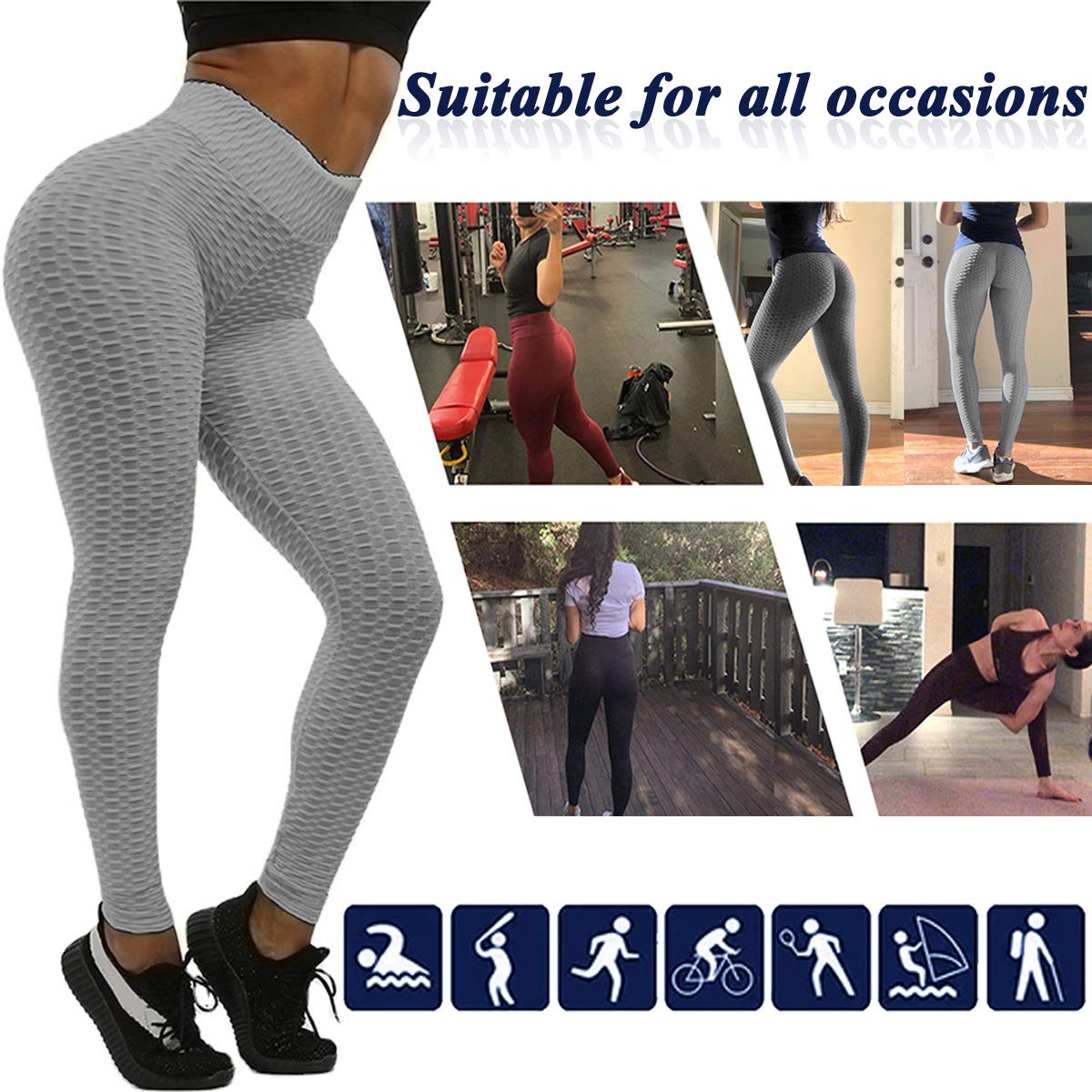 Murandick Booty Butt Lifting Leggings for Women Scrunch High Waist Textured Yoga Workout Pants