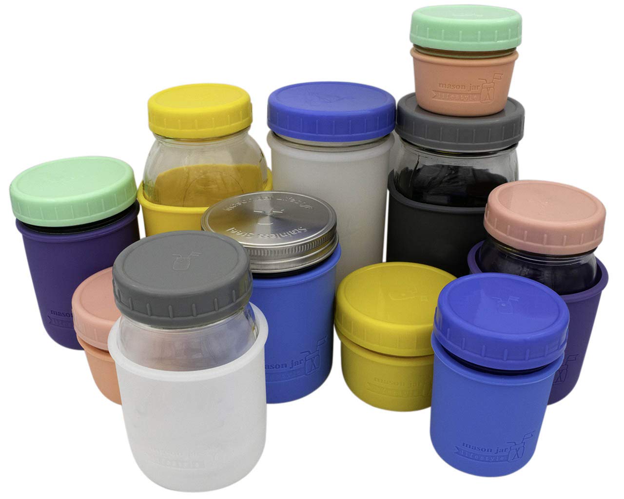 Regular Mouth Pint 16oz Silicone Sleeves/Jackets for Protecting Ball, Kerr, Canning Jars by Mason Jar Lifestyle (Frost, 2 Pack)