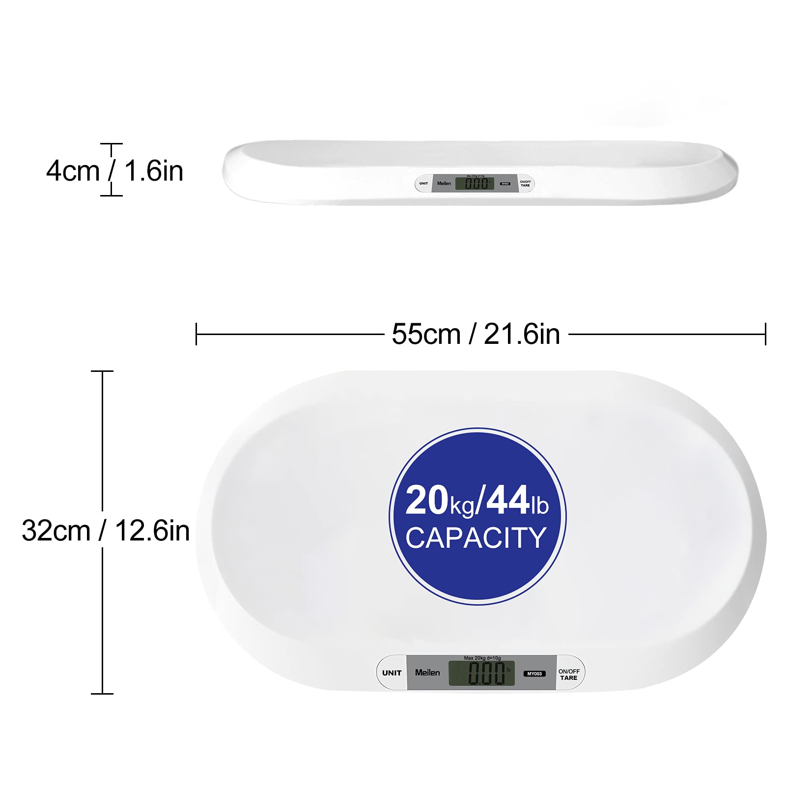 Meilen Pet Scale,Multi-Function Baby Scale 20kg 3units lb/kg/st for Baby Weight Toddler Health Infant Scale ABS Safety Material