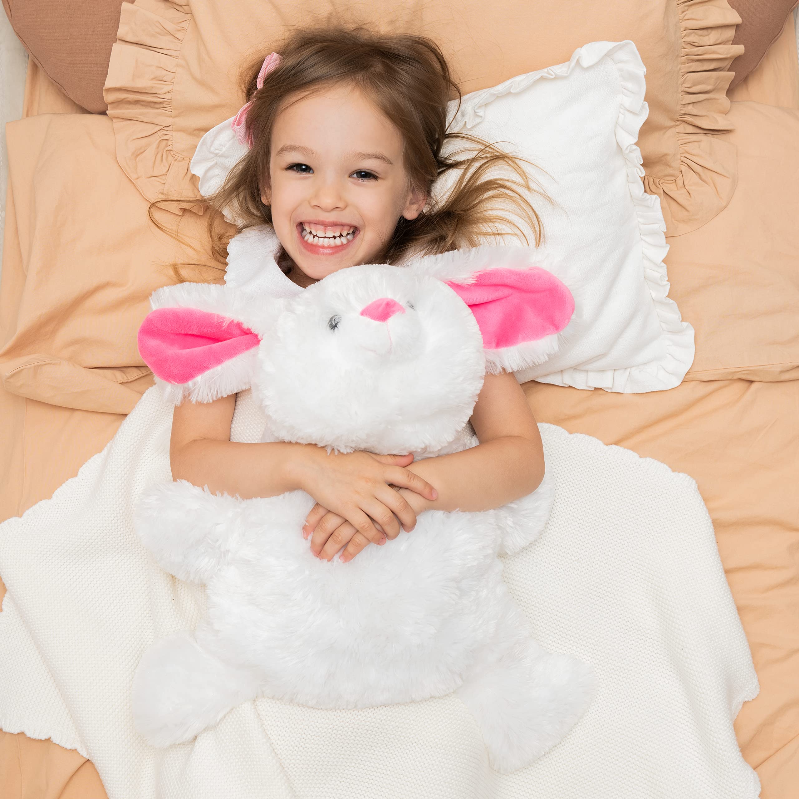 Lap Pals Weighted Stuffed Animal 2lbs - Cute Puppy, Bear, or Bunny Throw Pillows in Soft, Plush, Cotton - Great Gift for Adults, Kids, and Teens - Calming, Grounding and Comforting