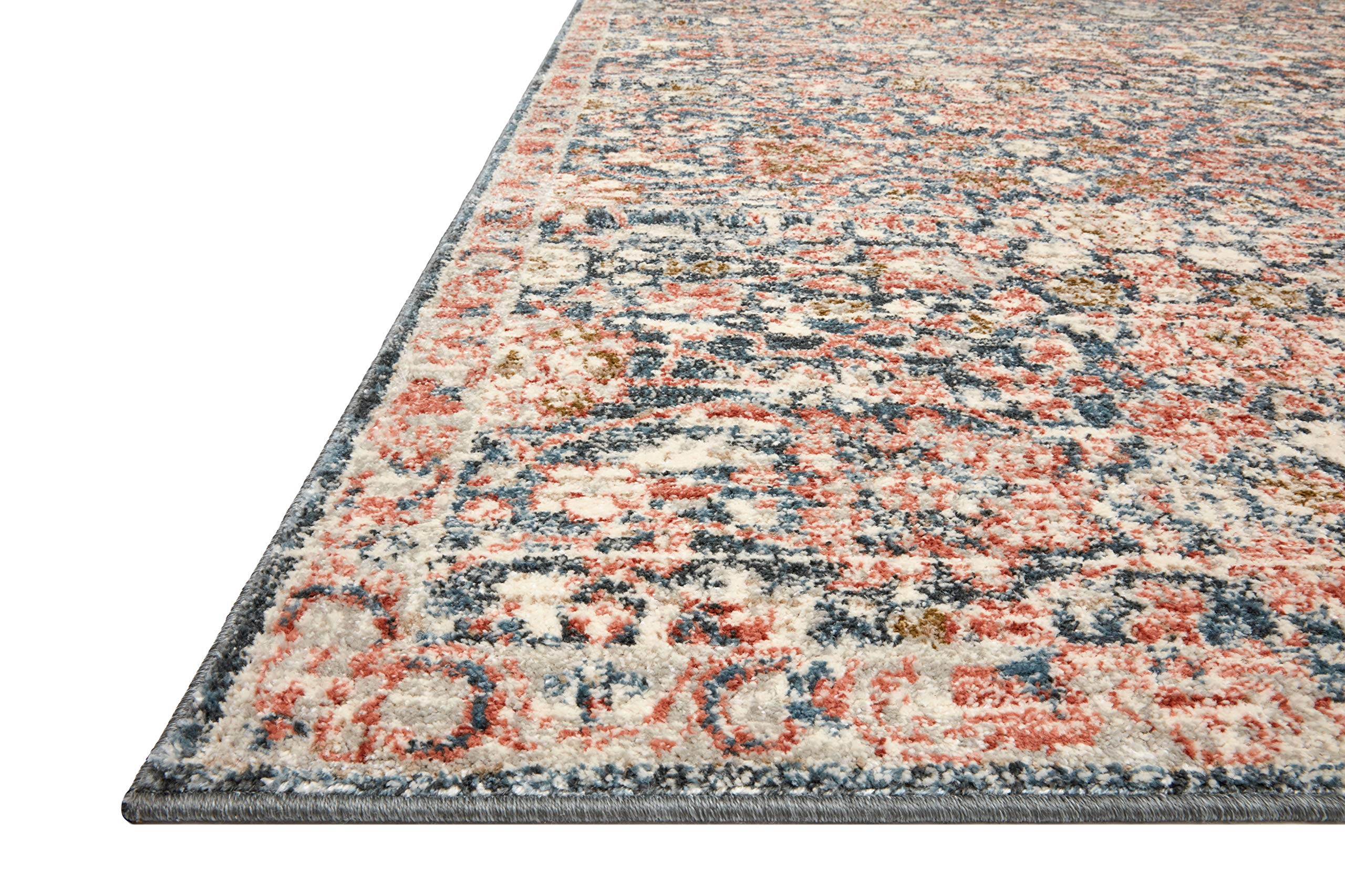 Loloi II Saban Collection, SAB-03, Navy/Rust, 9'-4" x 13', Area Rug, Soft, Durable, Moroccan, Persian, Vintage, Non-Shedding, Easy Clean, Living Room Rug