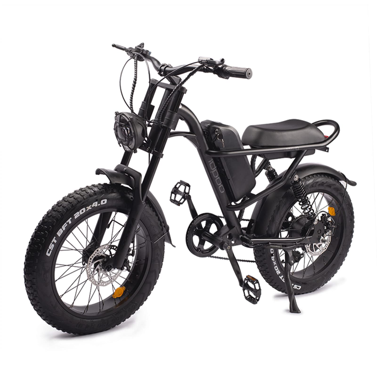 RROMXYUXI Electric Mountain Bike for Adults ,20 Inch Off Road Inflatable Tire Electric Bicycle, Shock Absorbing Seat, Double Disc Brake Bicycle ,500W 27.9MPH with 48V 22Ah Removable Battery (Black)