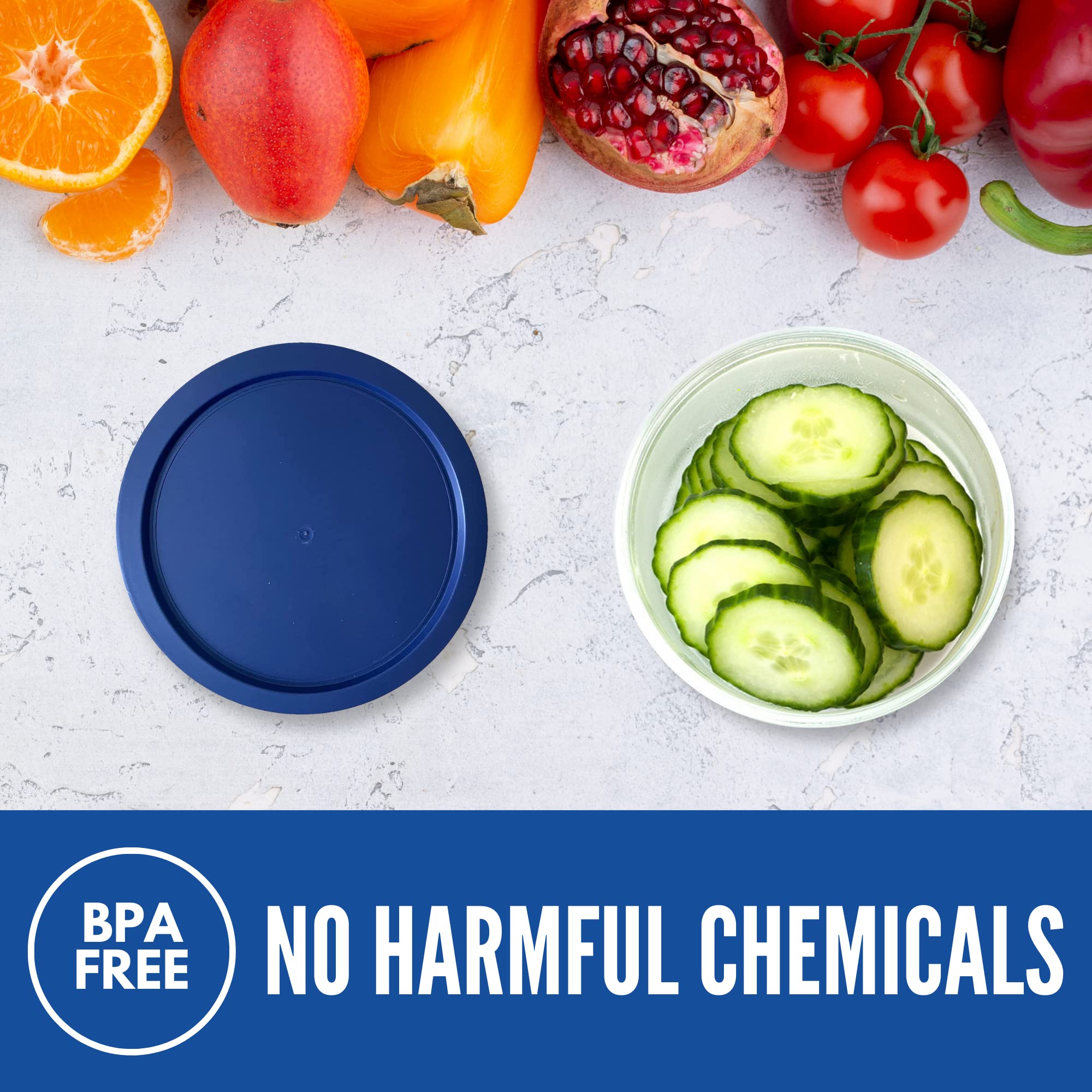 Replacement Plastic Lids for Pyrex (2) 7202-PC 1 Cup Red (3) 7200-PC 2 Blue (2) 7201-PC 4 Red (2) 7402-PC 6/7 Blue Round