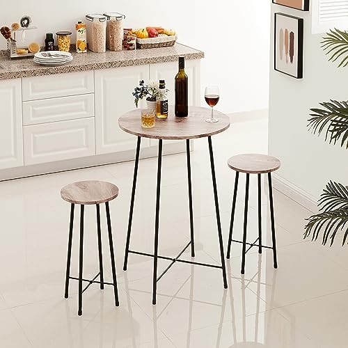 VECELO 24" Round BarStools, Modern Bar Stools Counter Height, Bistro Seats with Wood Surface, Simple Chairs for Living Room Dining Room, Breakfast Dinner Nap Conference, Maple