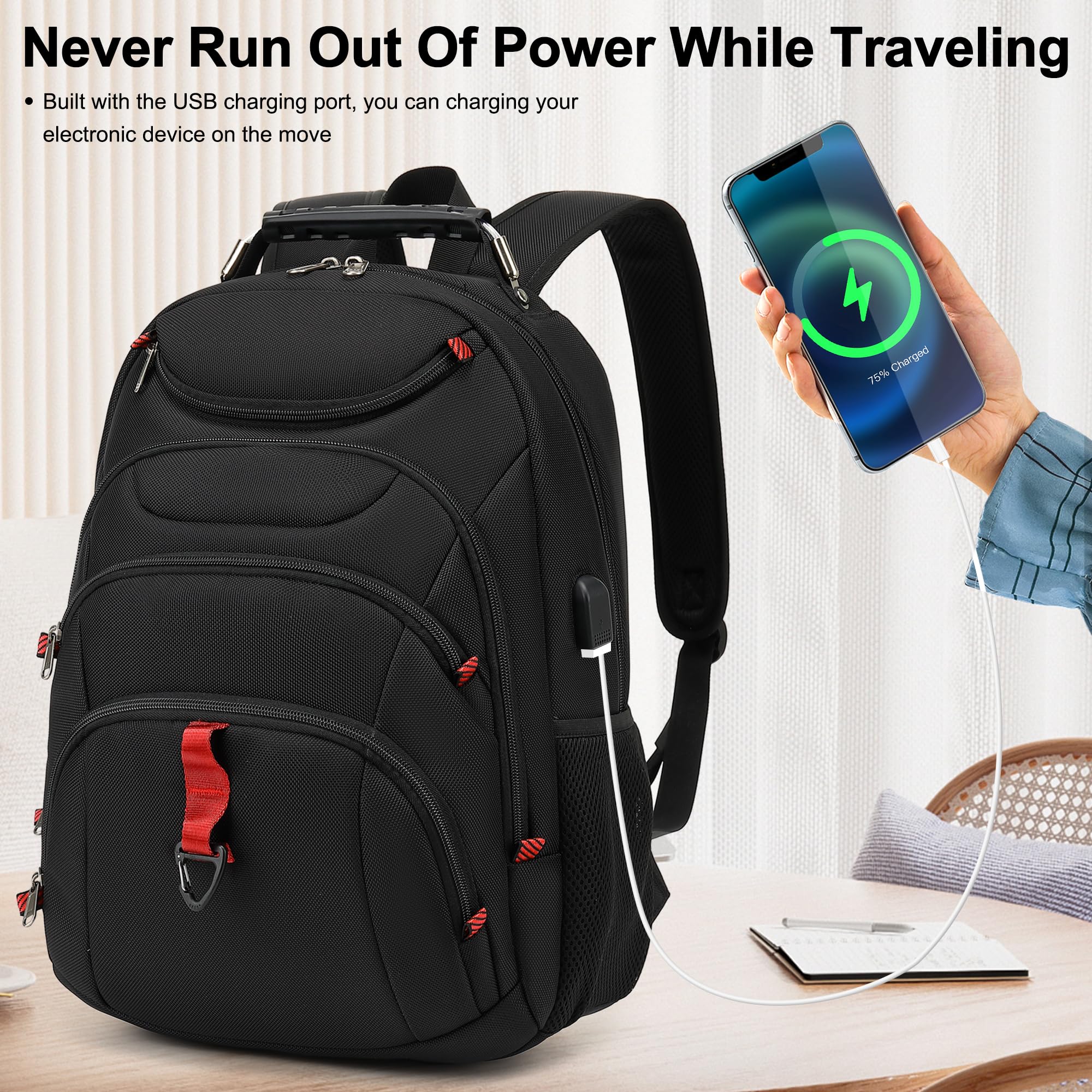 Laptop Backpack for Men - Stylish College Bookbag for 15.6-Inch Laptop,Black (Black, 15.6)