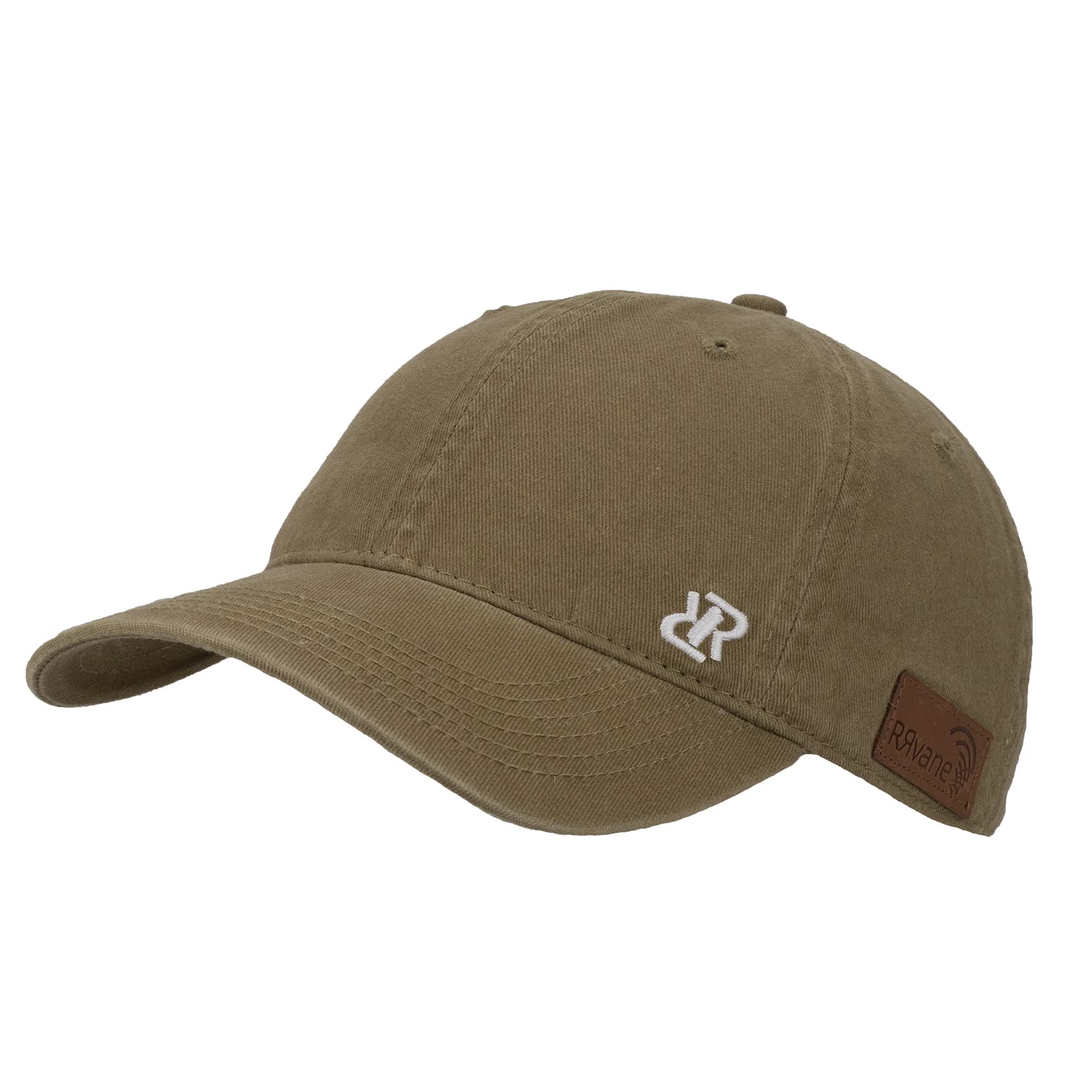 RRvane Classic Cotton Baseball Cap, Unstructured Adjustable Dad hat with Vintage Washed (Khaki)