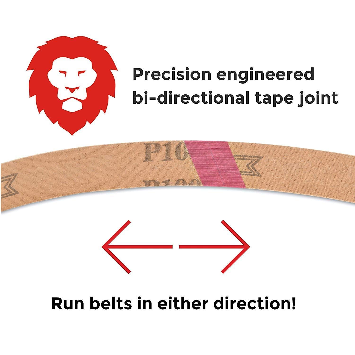Red Label Abrasives 1 X 18 Inch Coarse P80 Grit/Medium P320 Grit/Fine P800 / Ultra Fine P5000 Grit Knife Sharpener Sanding Belts, 10 Pack (Fits Work Sharp Ken Onion Blade Grinder Attachment)