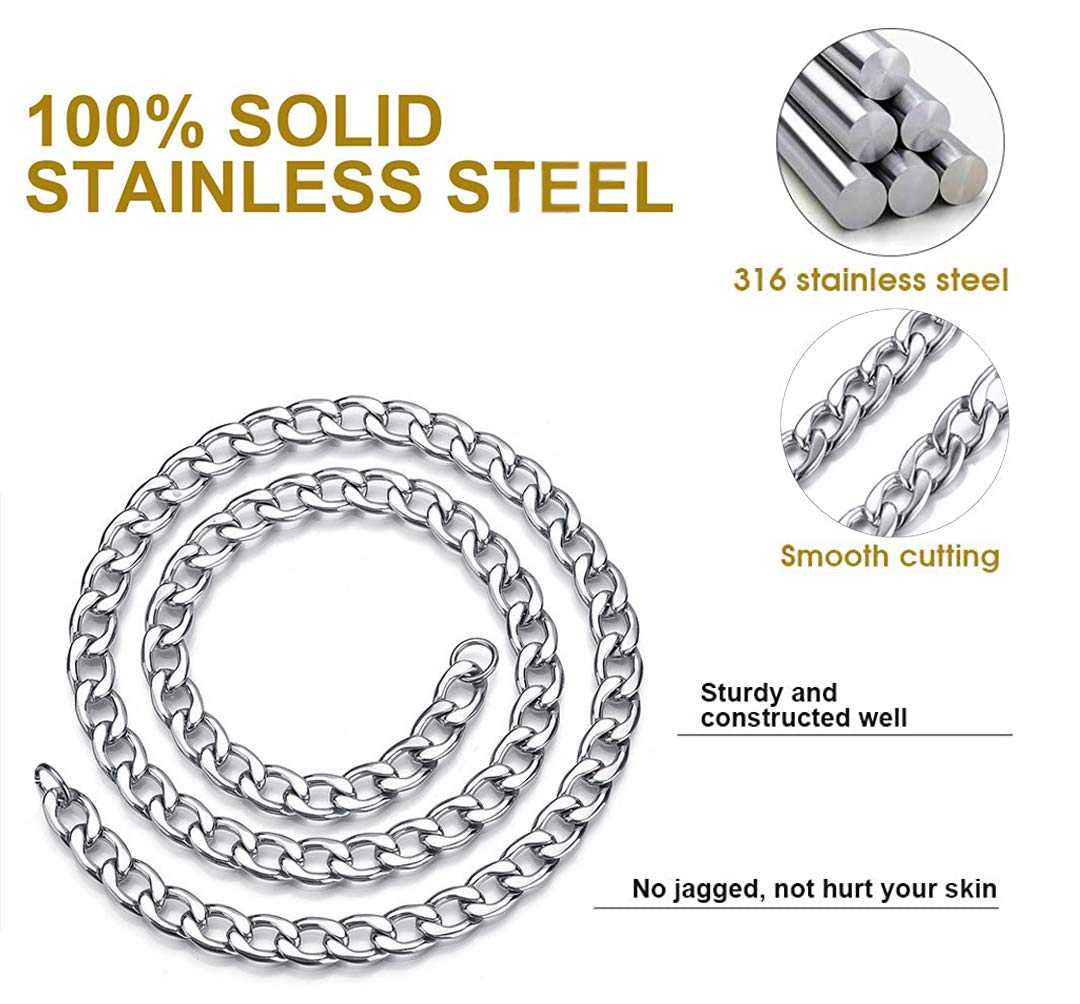 LEWECEEO Padlock Necklace Stainless Steel Lover Heart Lock Collar Choker for Men Women Silver 16-20 inch