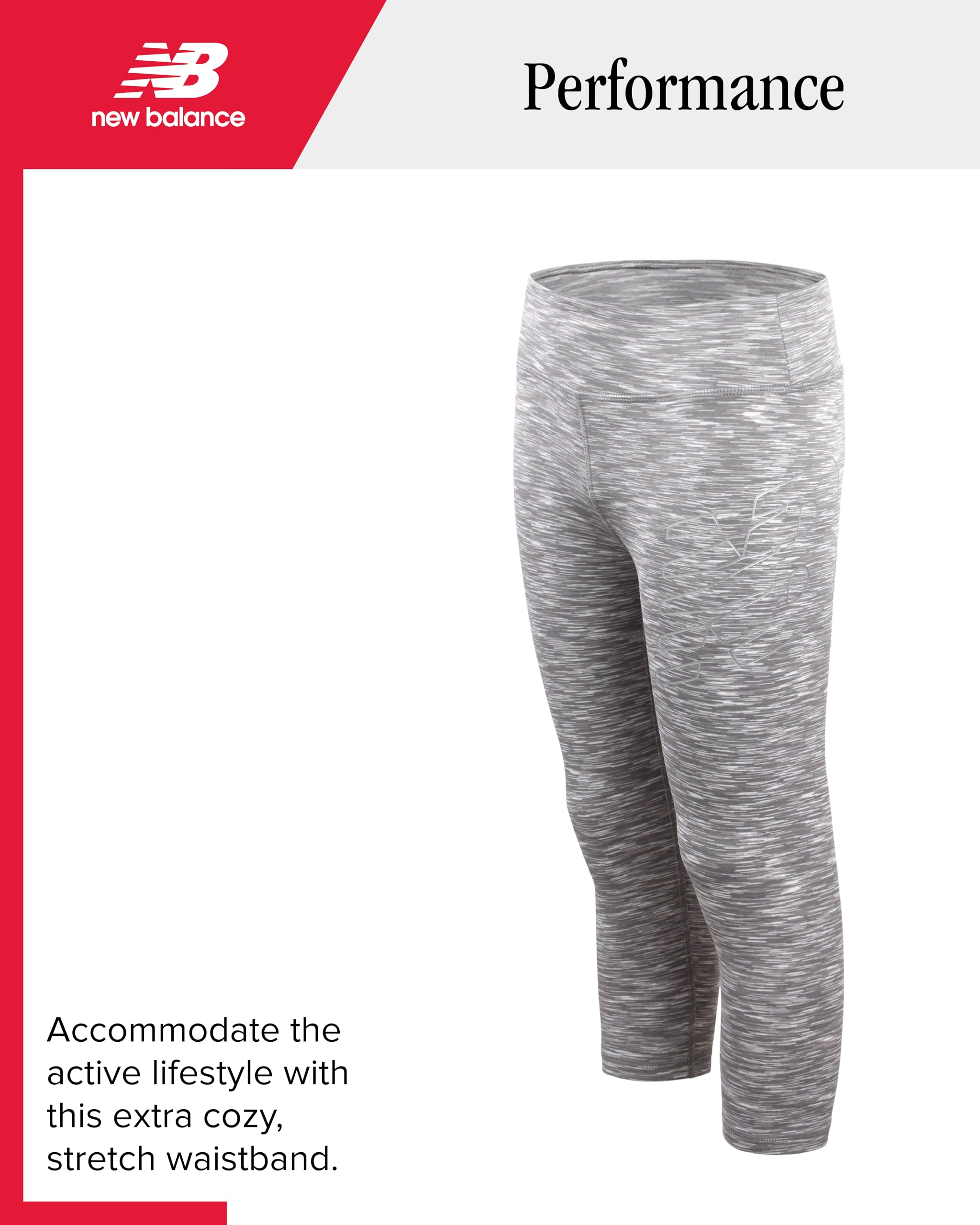 New Balance Girls' Active Leggings - 2 Pack Full Length Performance Yoga Pants (7-12), Size 7-8, Pink/Grey