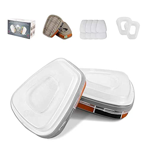 STSVM 6001 Filter Cartridges for Respirator Mask with Filter, Dust-Proof, Organic Vapor, Pollen and Chemical Cartridges, Compatible with 6200, 6800, 7502, FF402 Respirator （12 PCS), Brown