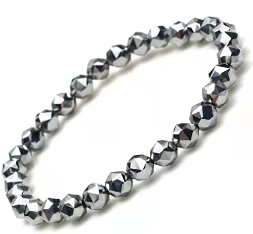 LiZiFang Natural Terahertz Wave Gemstone Round Beads Healing Bracelet 6mm