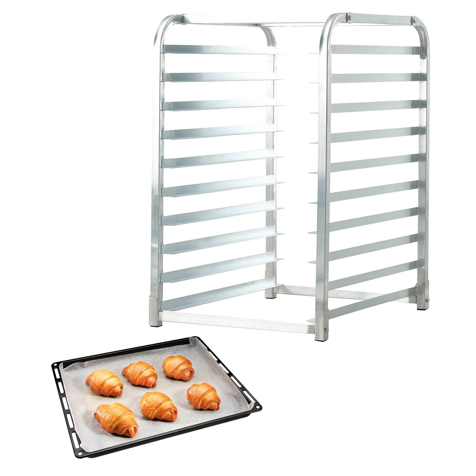 Zoorse Bun Pan Rack, 10-Tier Commercial Bakery Rack with Brake Wheels, Aluminum Racking Trolley for Half & Full Sheets, Speed Rack for Kitchen and Home, 26" L x 20.3" W x 39" H