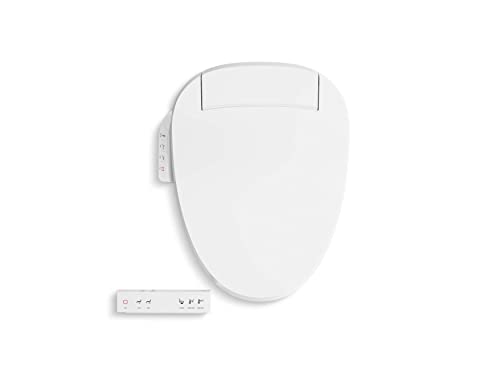 KOHLER 27142-CR-0 PureWash E700 Elongated Heated Bidet Toilet Seat with Remote Control, Bidet Warm Water, Adjustable Bidet Sprayer for Existing Toilets, White
