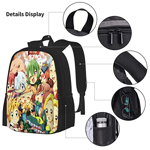 ORPJXIO Backpack 3 Piece Set The Seven Anime Deadly Sins Laptop Backpack Pencil Case Lunch Bag Combination For Travel Work Camping