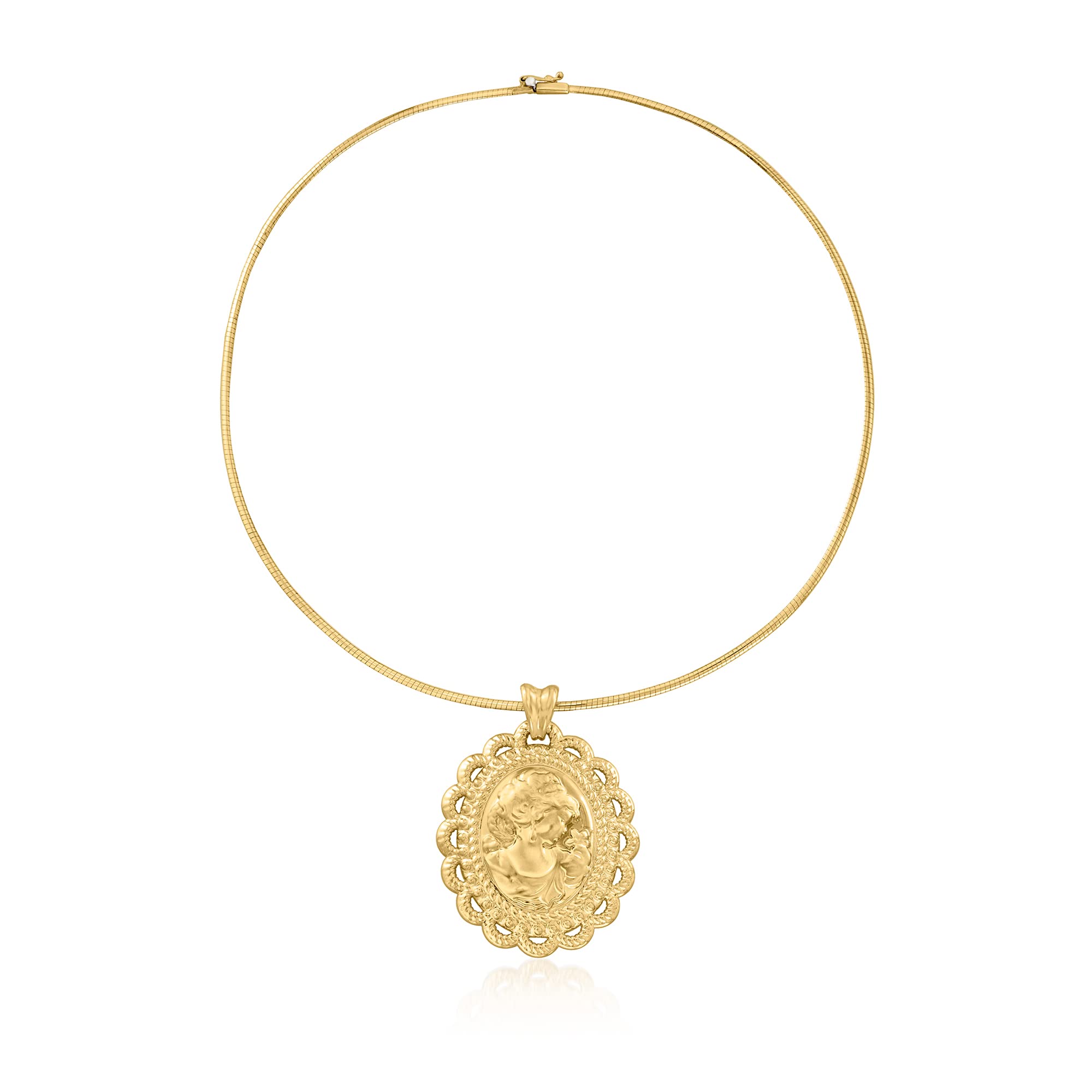Ross-Simons Italian Andiamo 14kt Yellow Gold Over Resin Cameo-Style Pendant