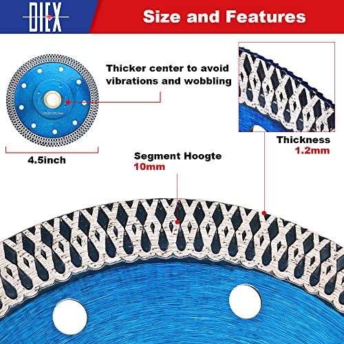 Supper Thin Diamond Tile Blade Porcelain Saw Blade for Cutting Porcelain Tile Granite Marbles (4.5"-5pcs/box)